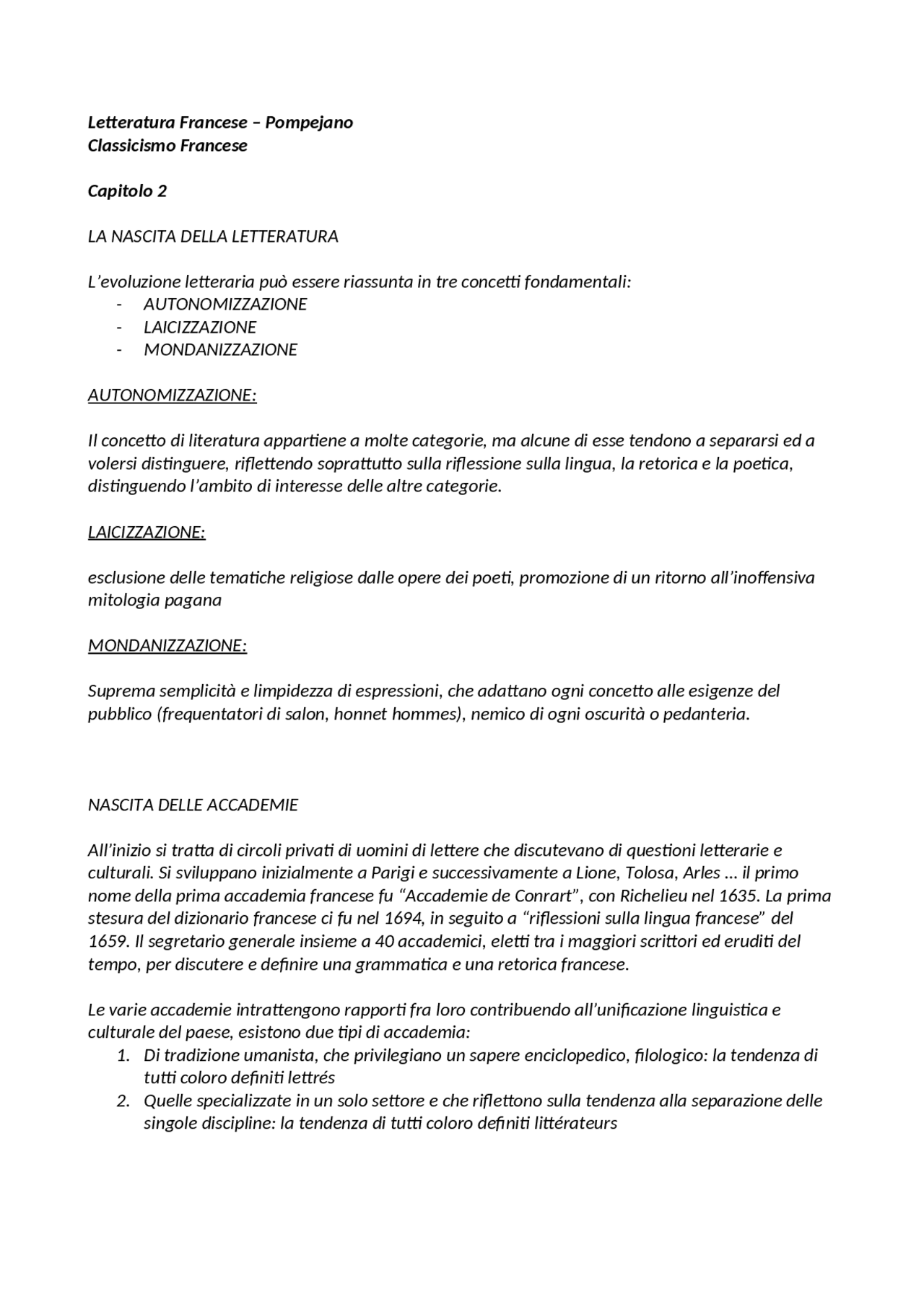 Letteratura Francese Del Seicento Parte 2 Docsity