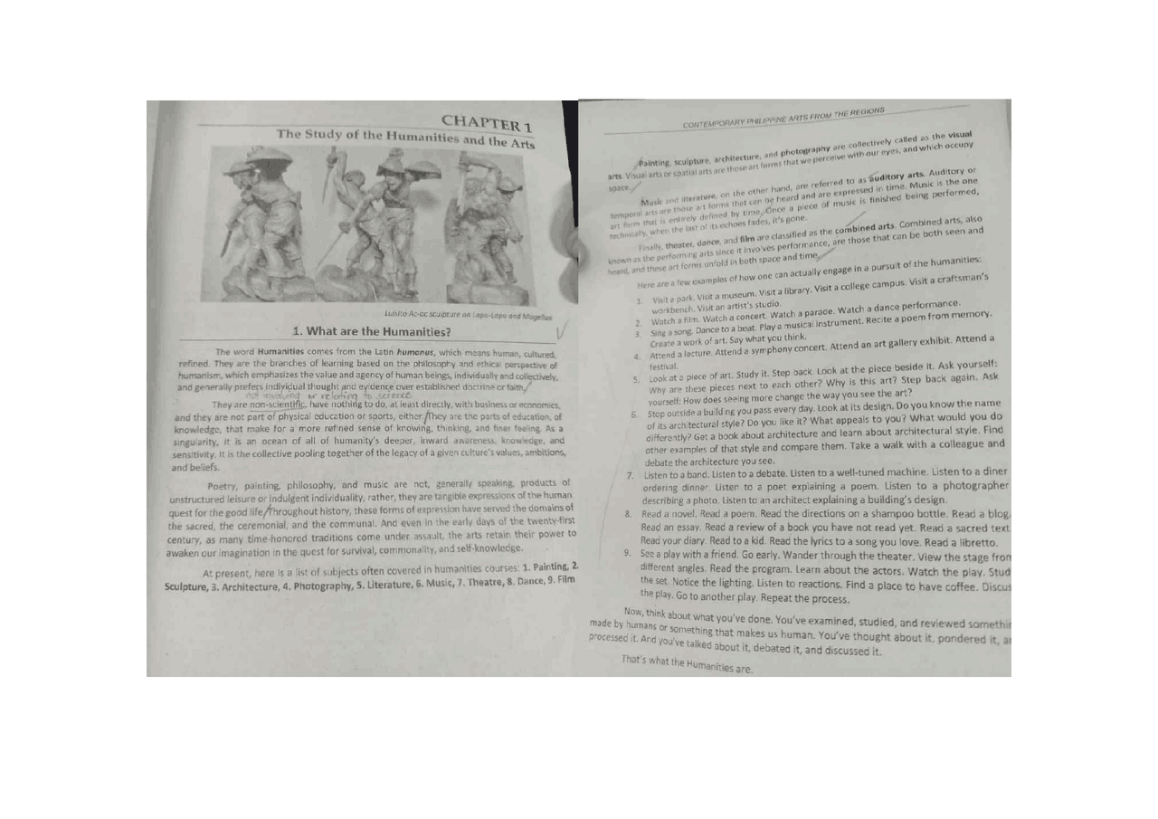 Contemporary Arts Philippines Lecture Notes Visual Arts Docsity