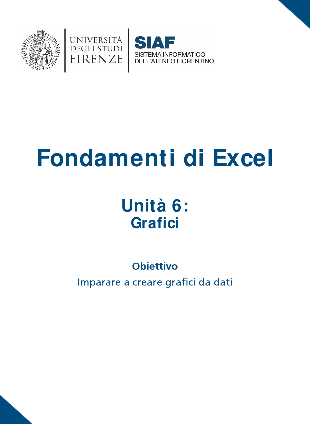 Corso Unifi Excel Su Come Usare Il Programma Docsity