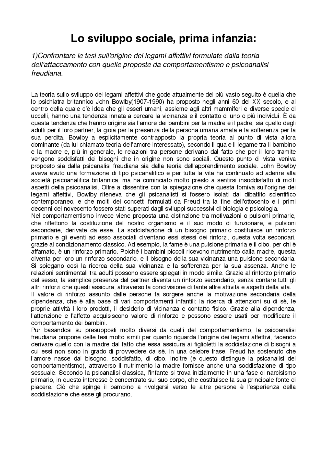 Domande Psicologia Dello Sviluppo Docsity