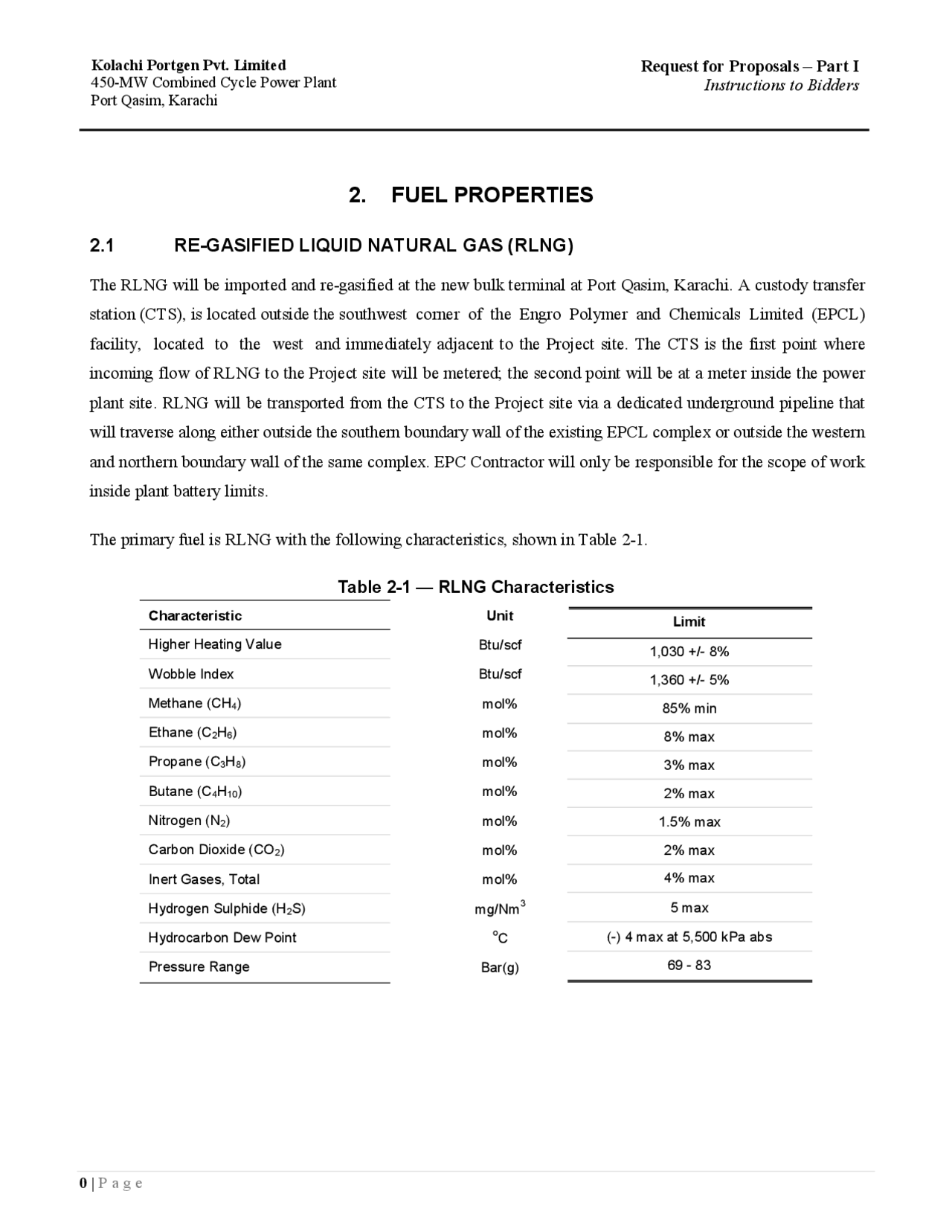 IMPORTED RLNG CHARACTERSTICS - Docsity