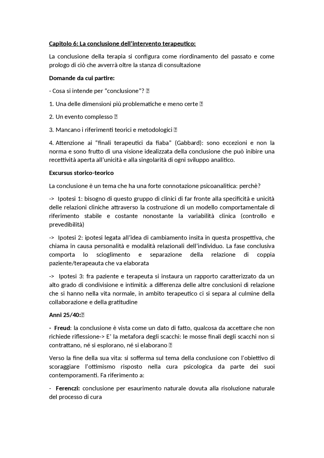 Riassunto Cap 6 de "La relazione terapeutica" di Massimo Grasso - Docsity