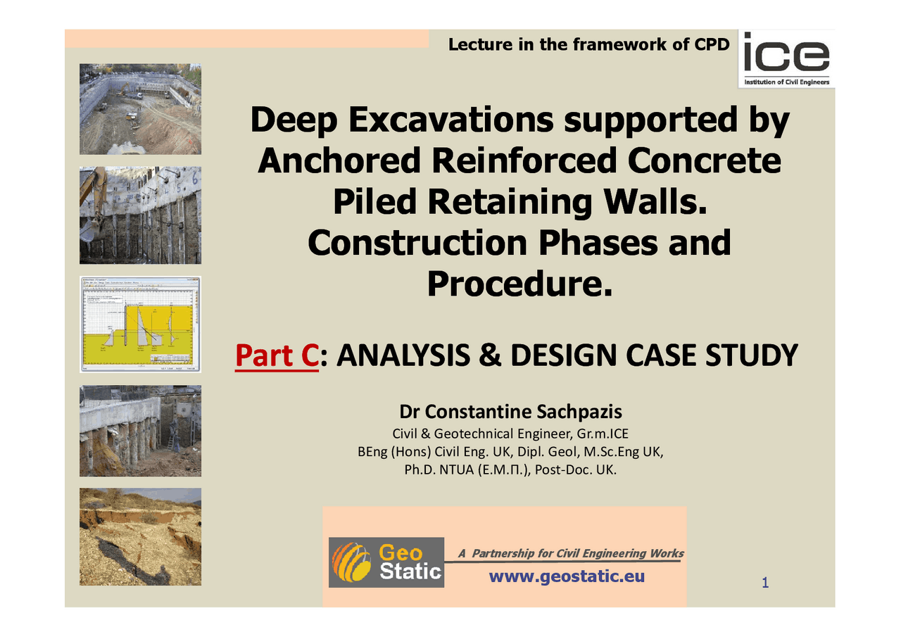 Dr. Costas Sachpazis: Analysis & Design Case Study for an Anchored Piled Retaining Wall ...