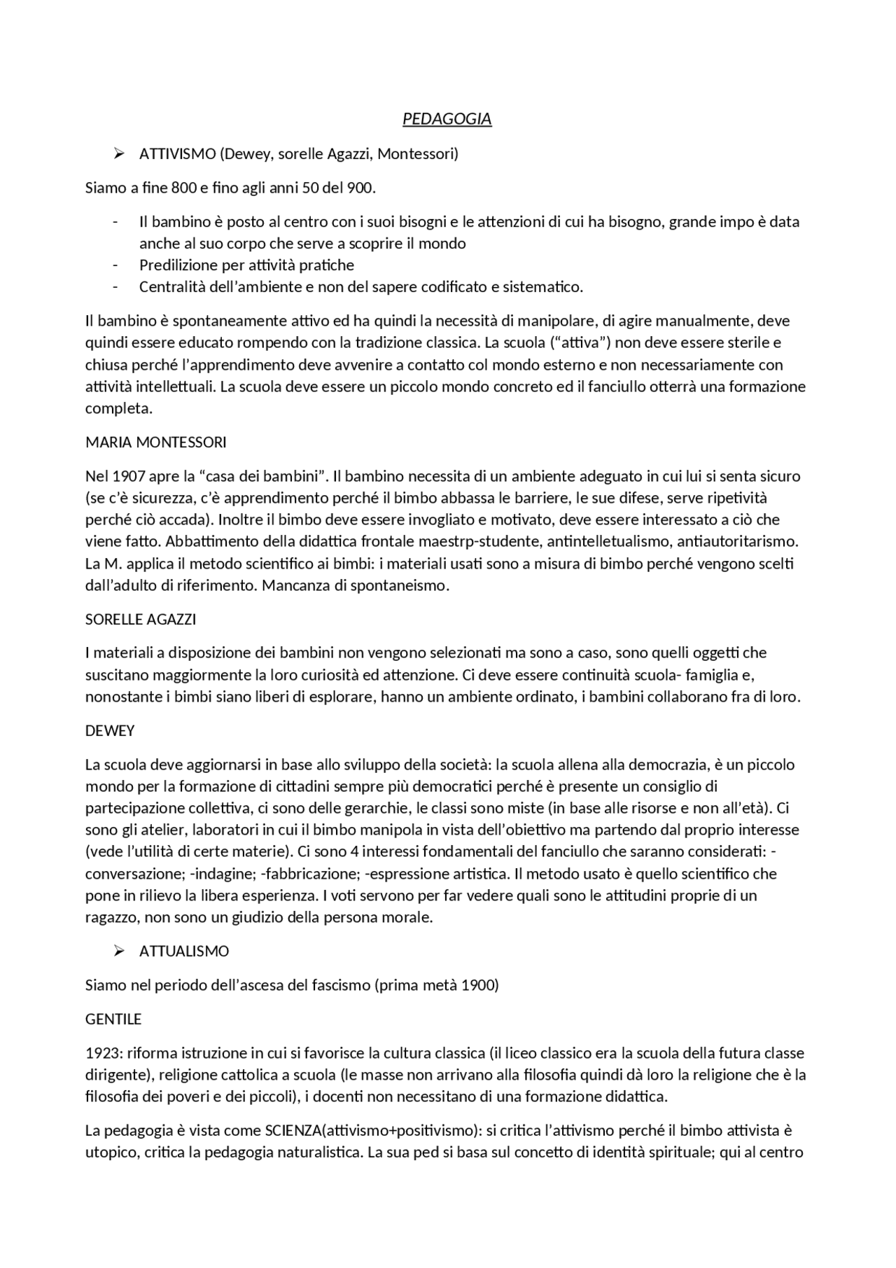 Pedagogia Generale Scienze F Primaria Docsity