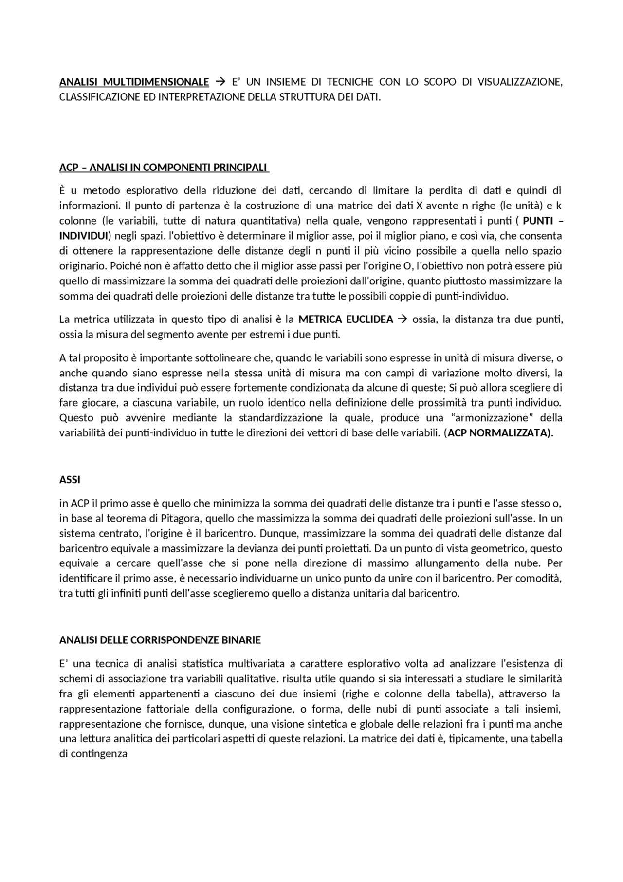 Analisi Multidimensional Acp E Acb Docsity