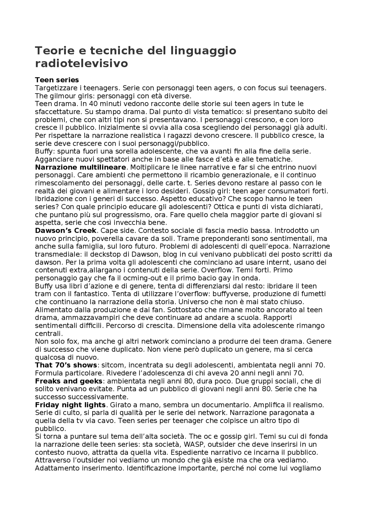 Teorie E Tecniche Del Linguaggio Radiotelevisivo Docsity