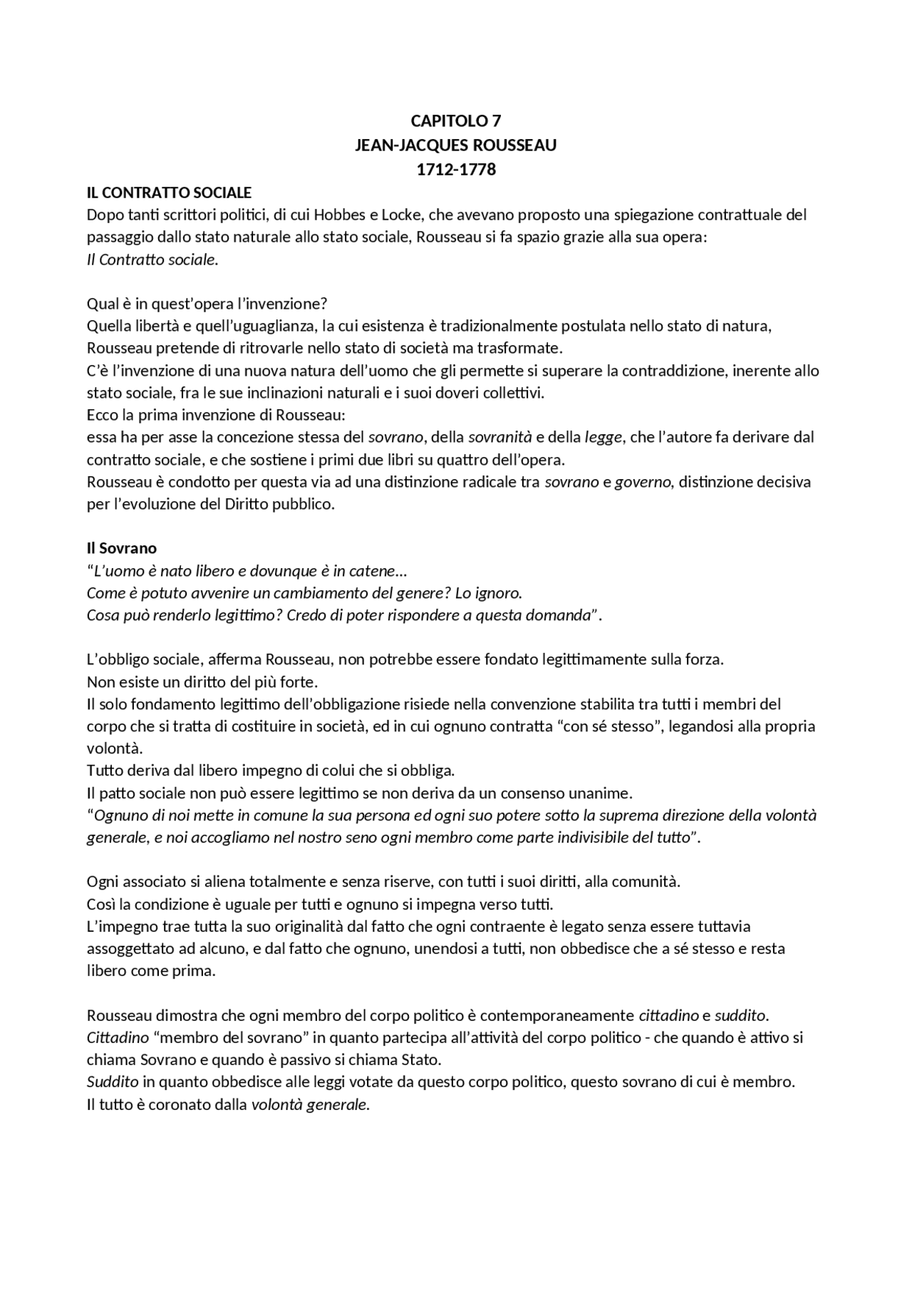 Rousseau Riassunto Autore Docsity