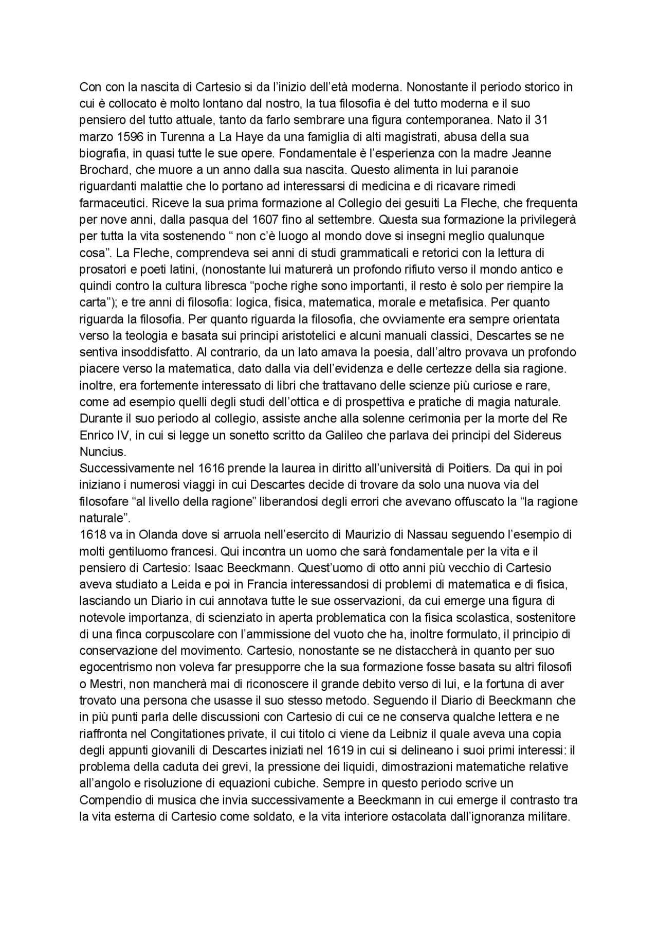 Discorso Sul Metodo Docsity