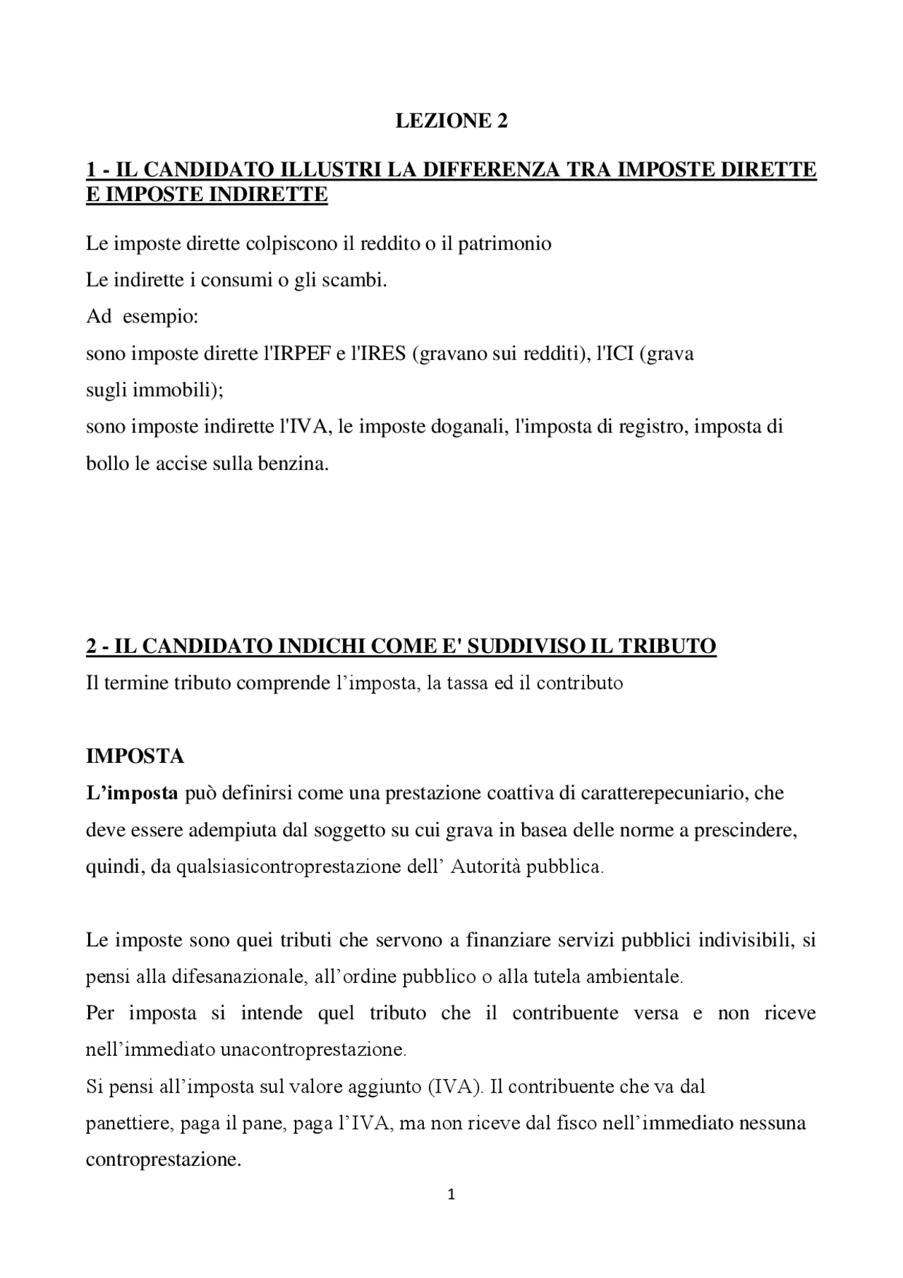 Risposte aperte Paniere Diritto Tributario E-Campus | Panieri di Diritto Tributario | Docsity