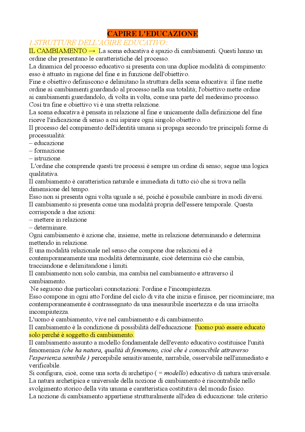 Capire Leducazione Riassunto Docsity