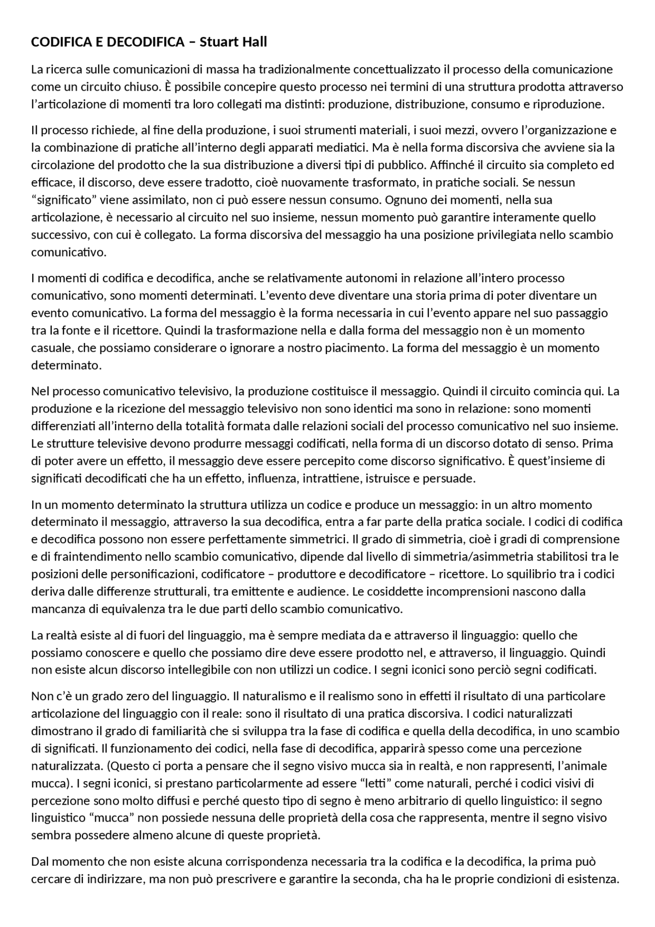 Codifica e decodifica - Docsity