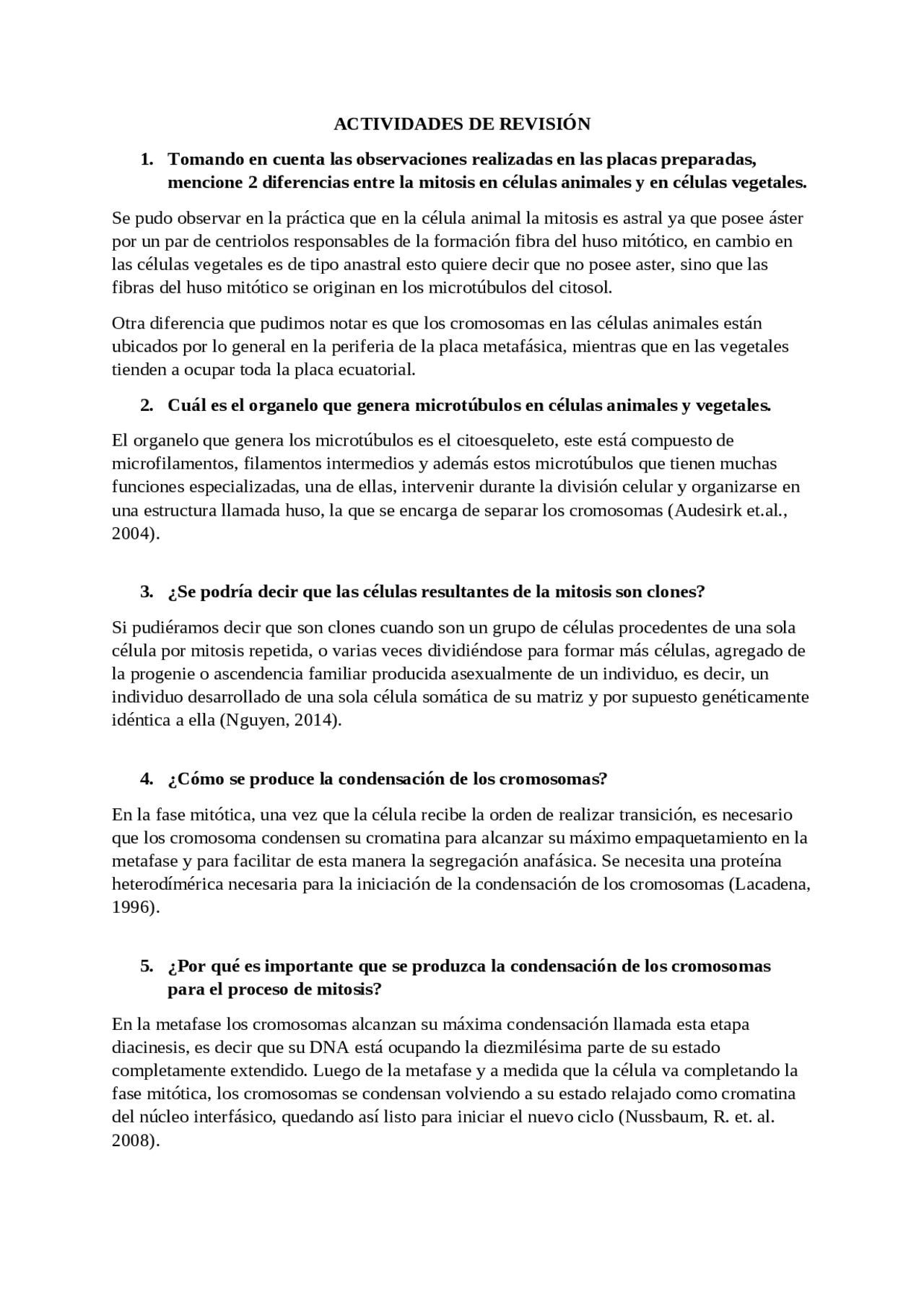 Discusion 9 de biologia y quimica para las perosnas de primer semestre ...