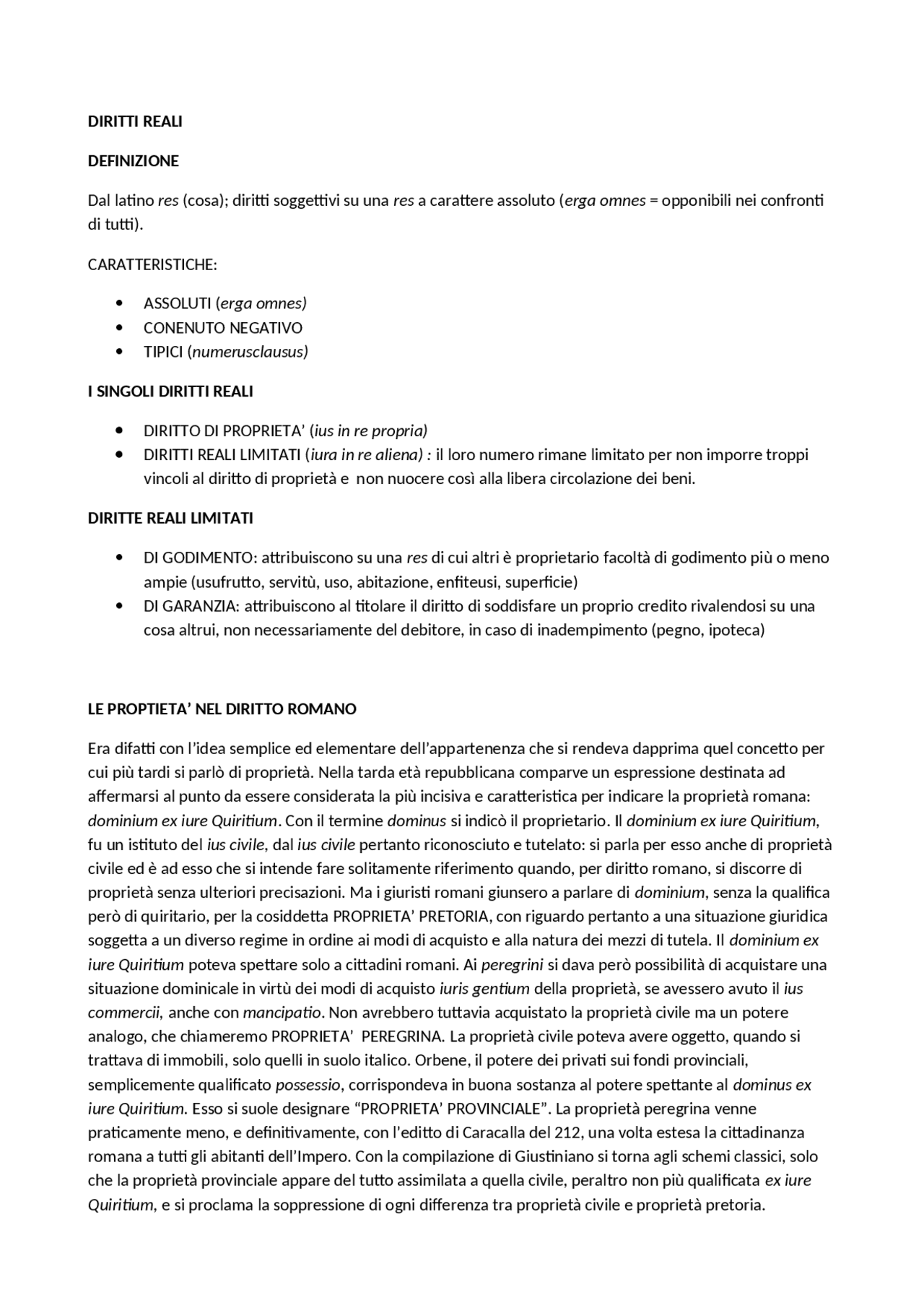 Diritti Reali Nel Diritto Romano Docsity