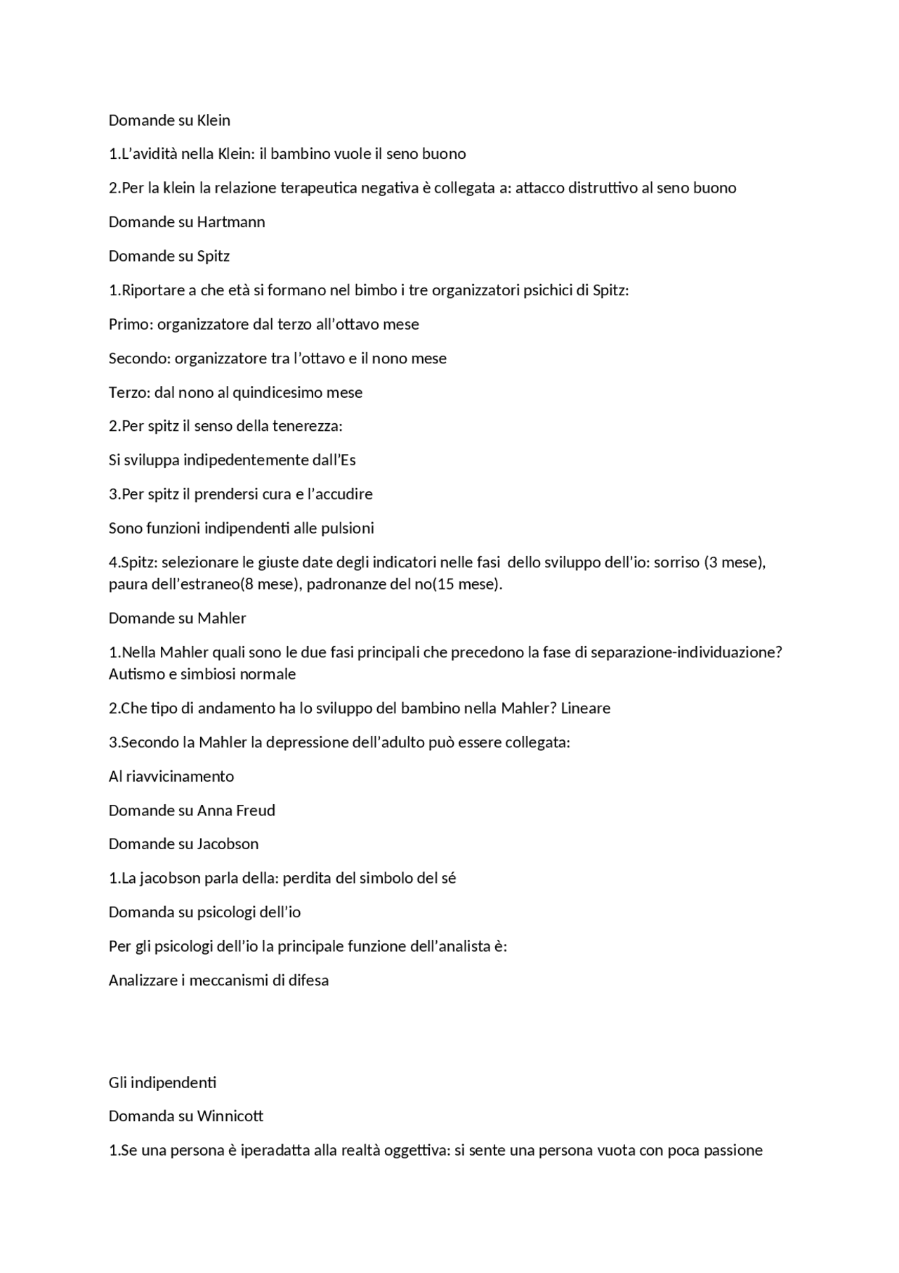 Domande primo e secondo modulo psicologia dinamica - Docsity