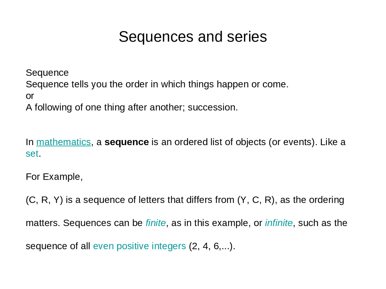 Sequencias E Series Para Matematica Docsity
