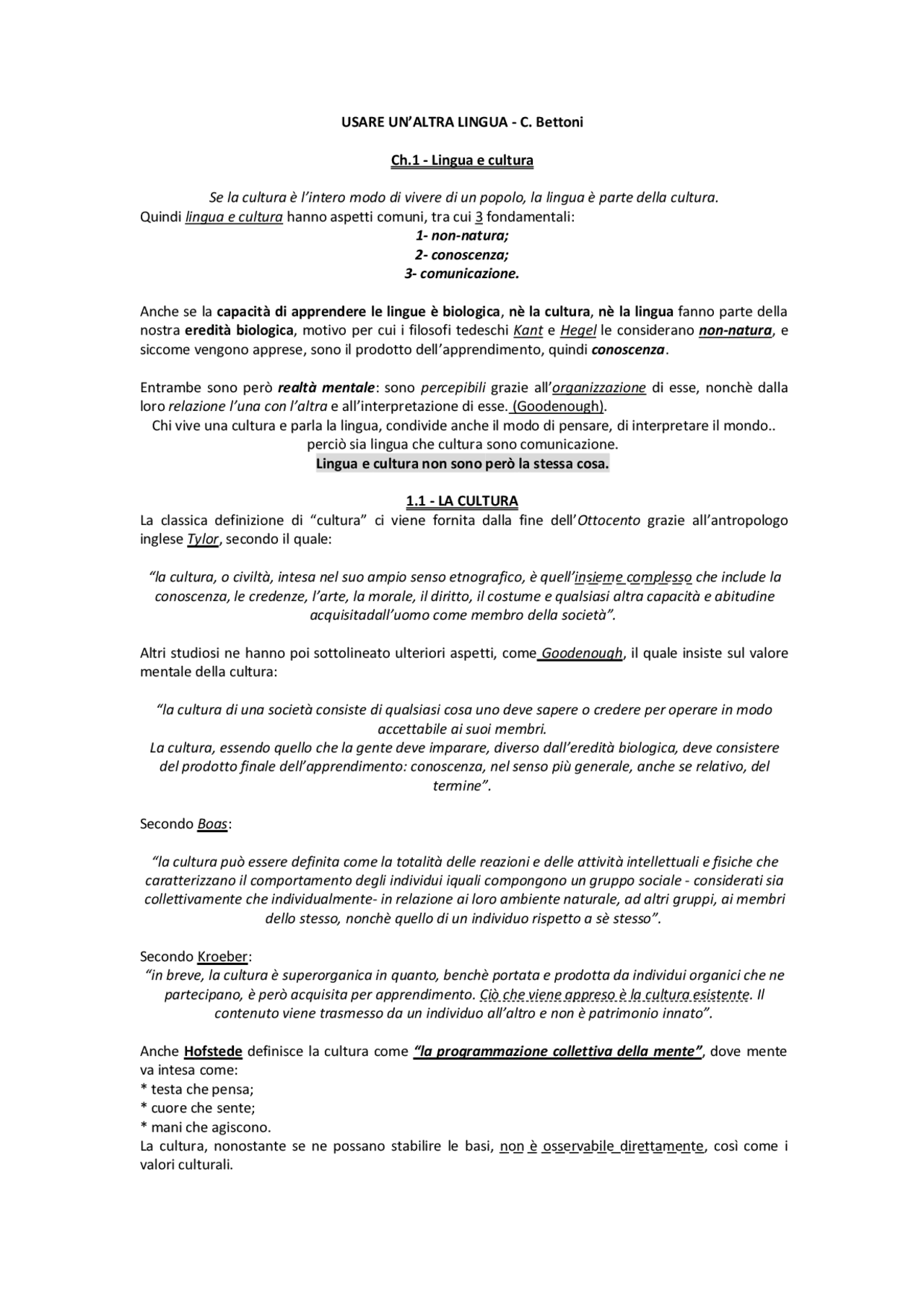 Usare Unaltra Lingua C Bettoni Docsity