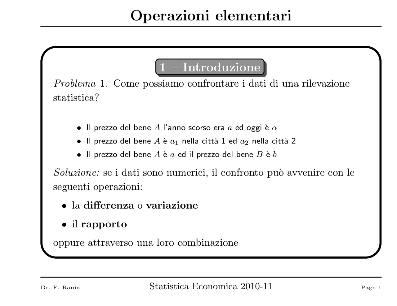 Statistica Economica Docsity