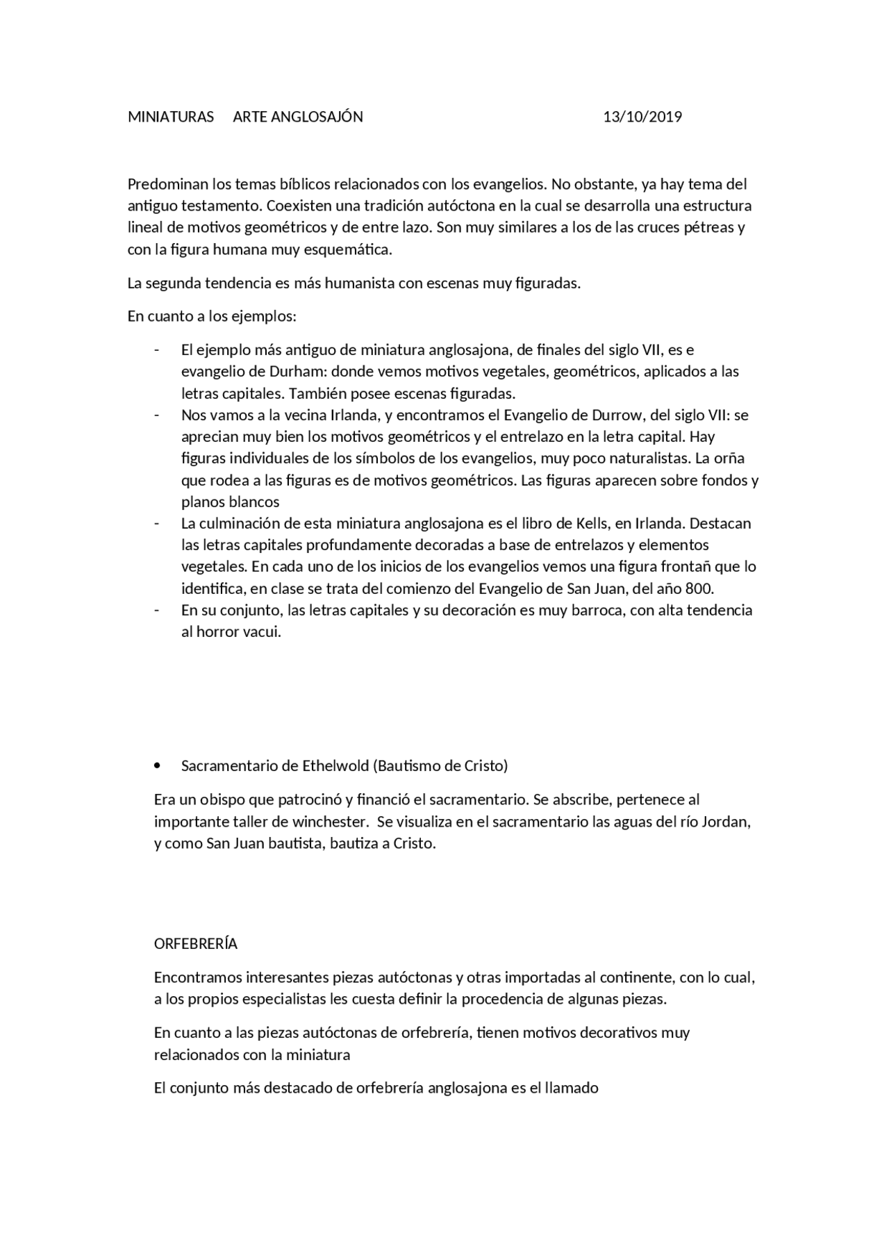 Historia del Arte. Arte Anglosajón | Apuntes de Historia del Arte | Docsity