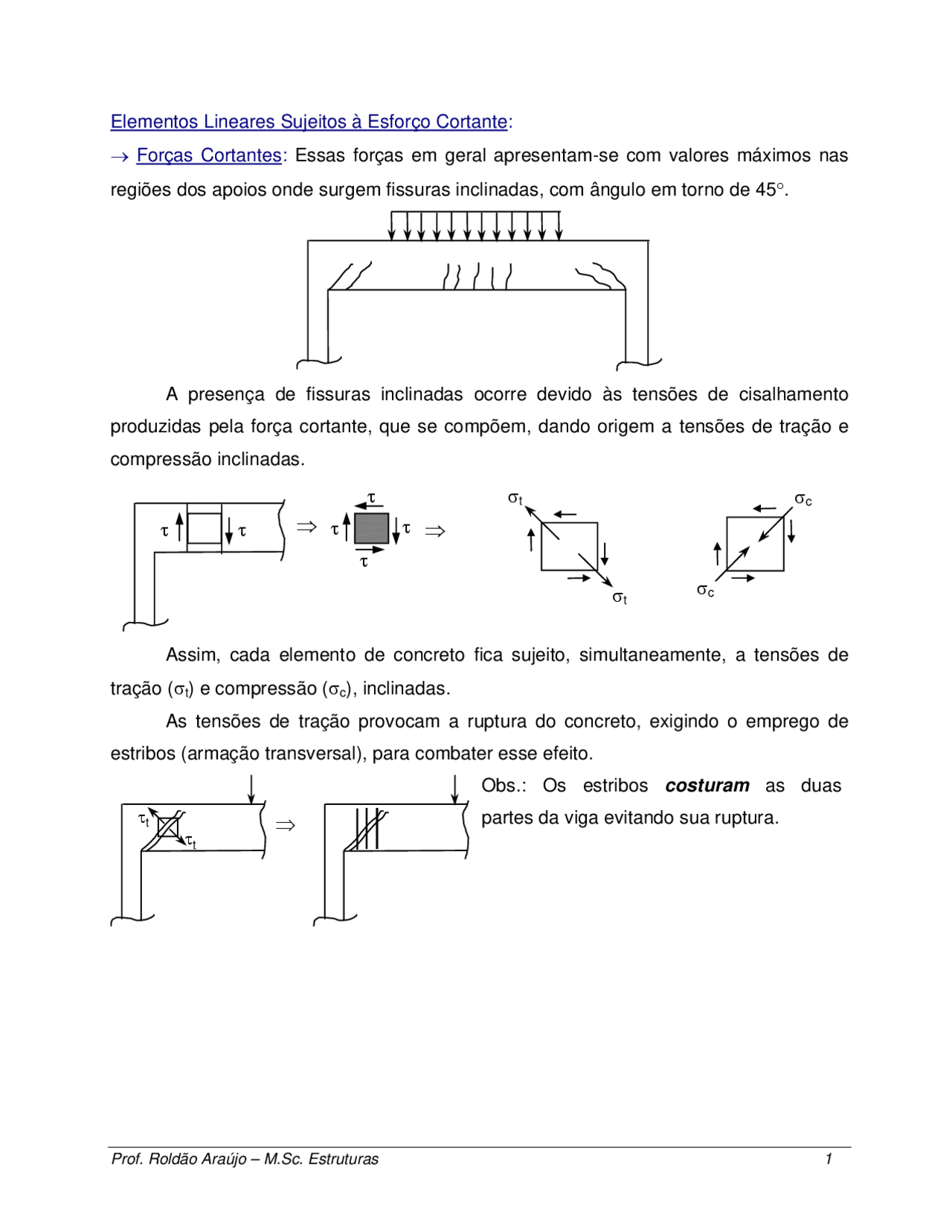 Elementos Lineares Sujeitos à Esforço Cortante - Docsity