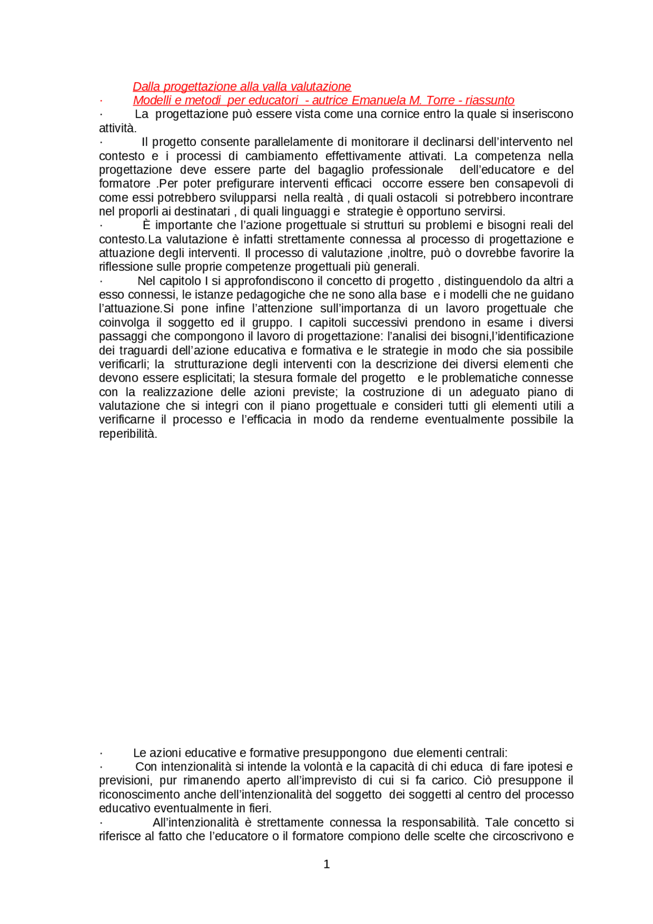 Dalla Progettazione Alla Valutazione Docsity