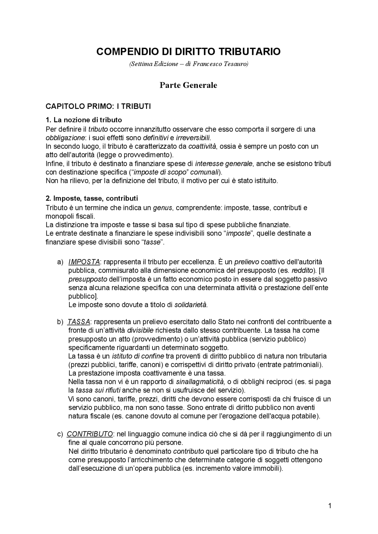 Compendio Di Diritto Tributario Docsity
