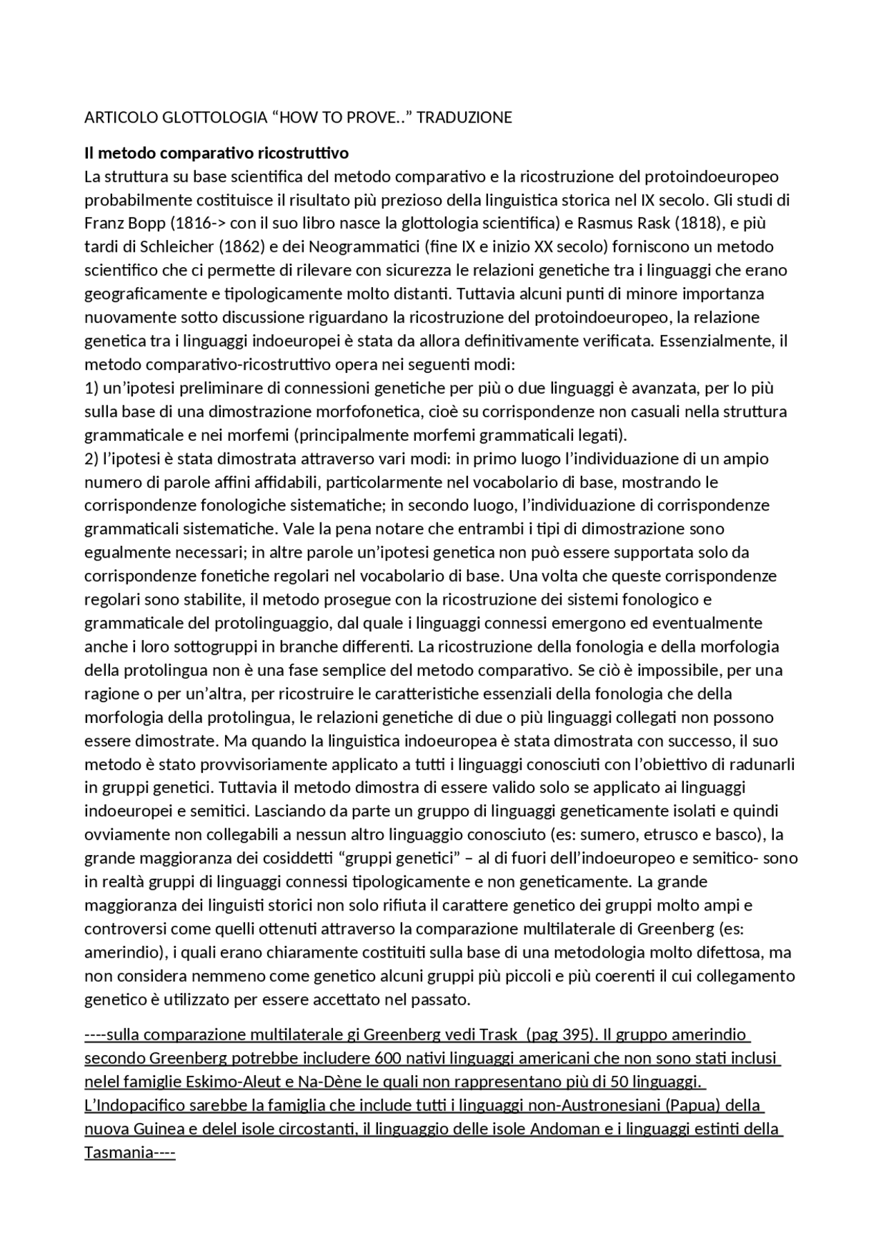 Glottologia I Prof Ciancaglini Docsity