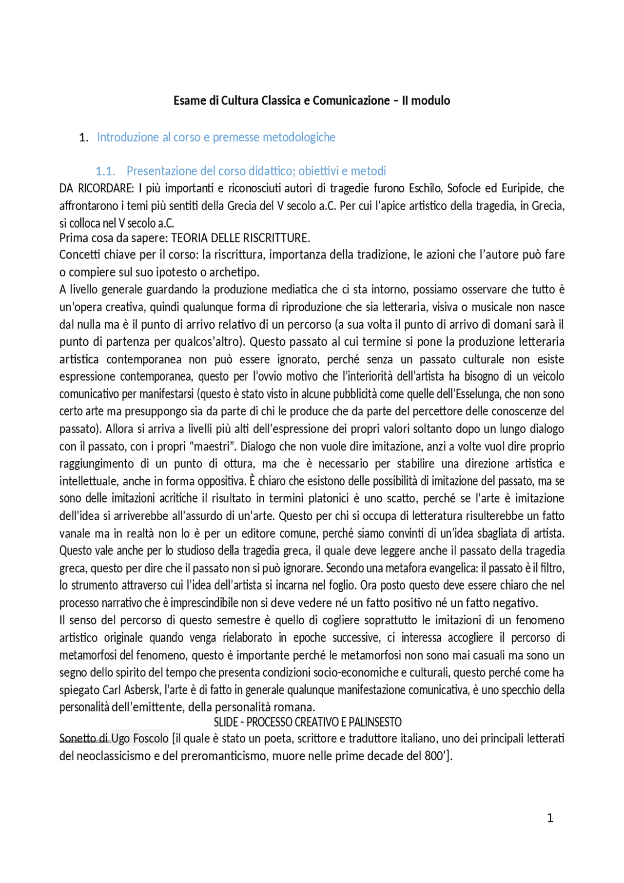 2° Modulo Cultura Classica E Comunicazione Docsity
