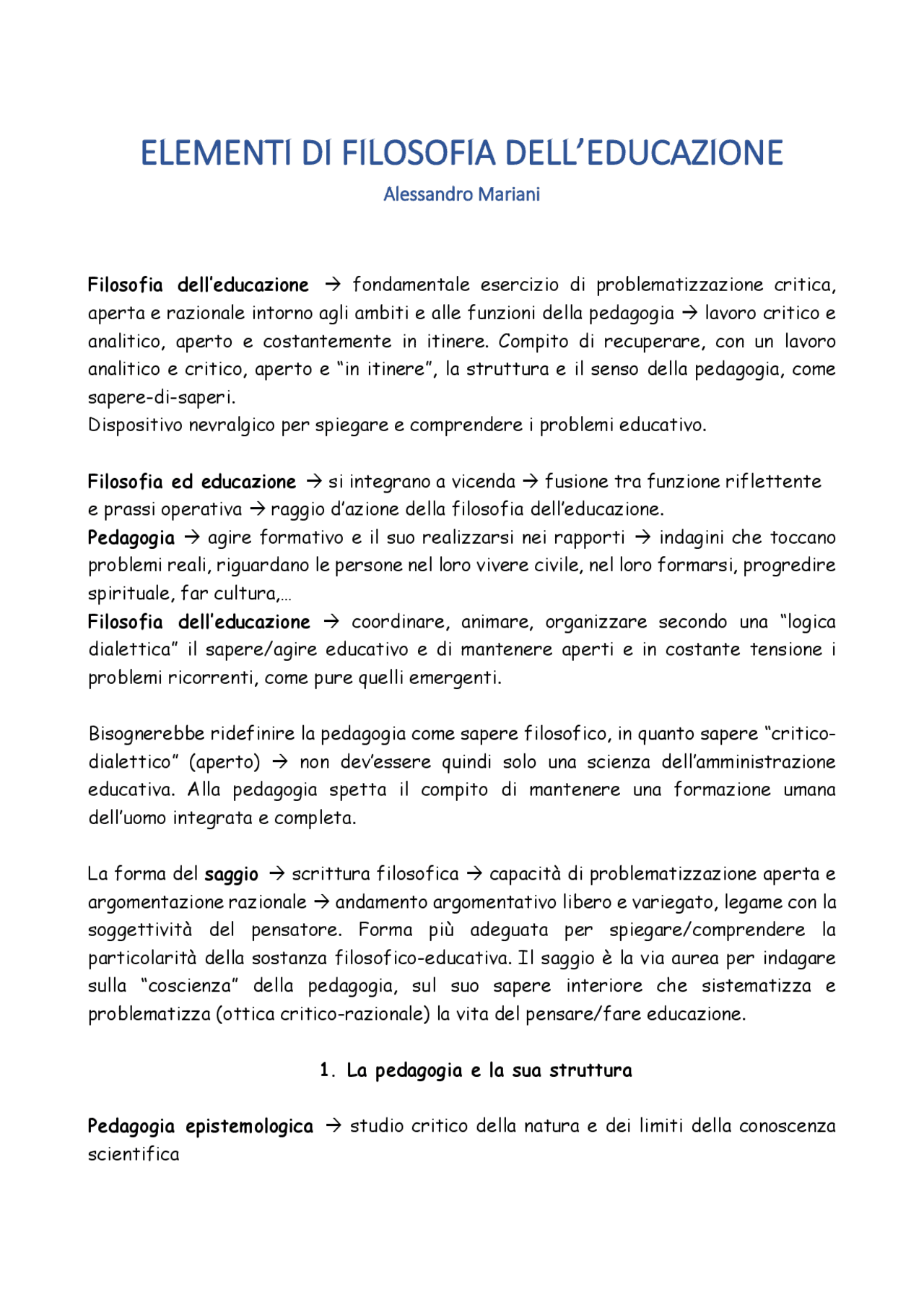 Elementi Di Filosofia Delleducazione Docsity
