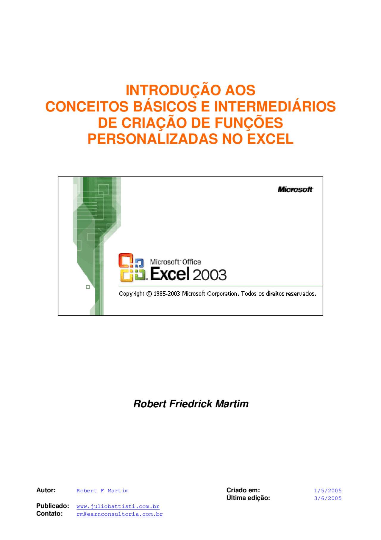 Criando Funcoes Excel Manuais Projetos Pesquisas Microsoft Excel