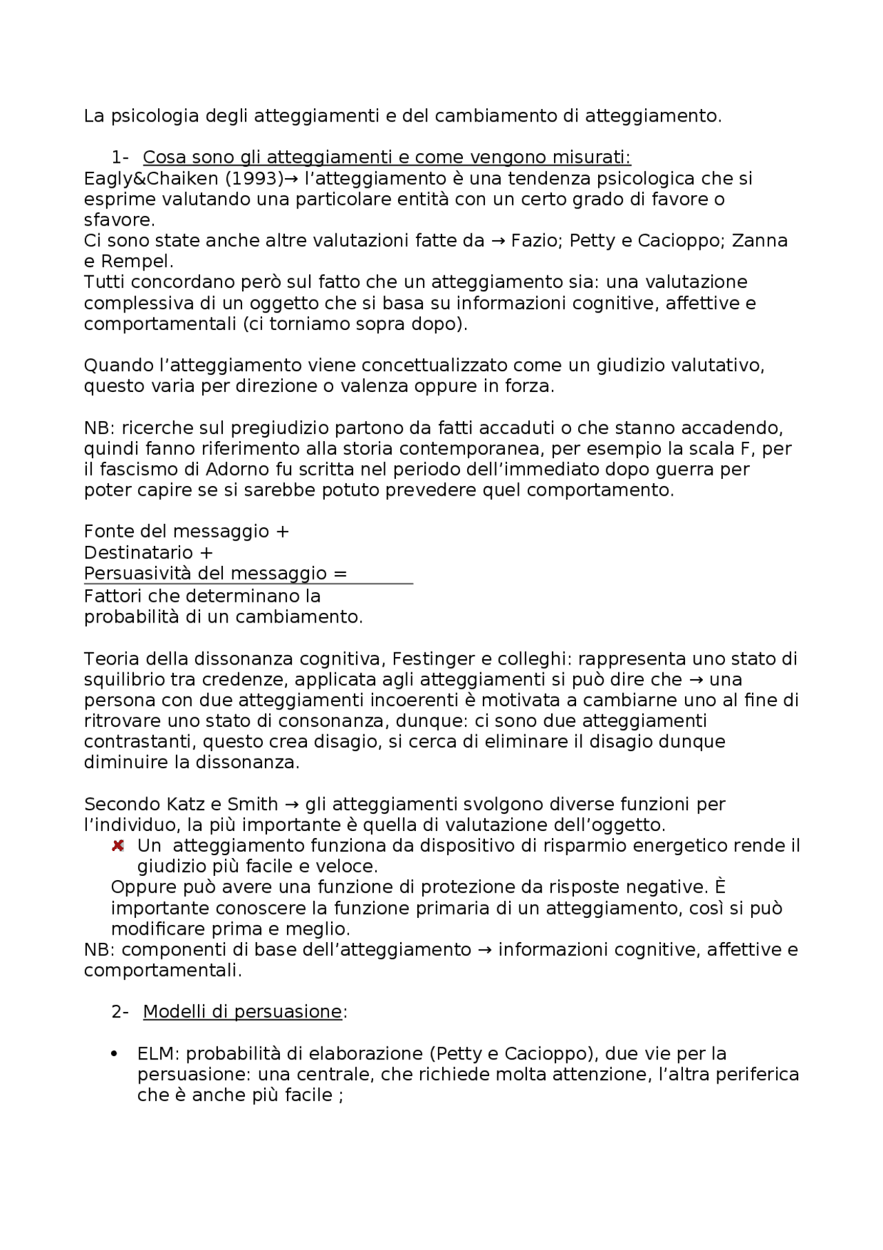 Psicologia Degli Atteggiamenti Docsity
