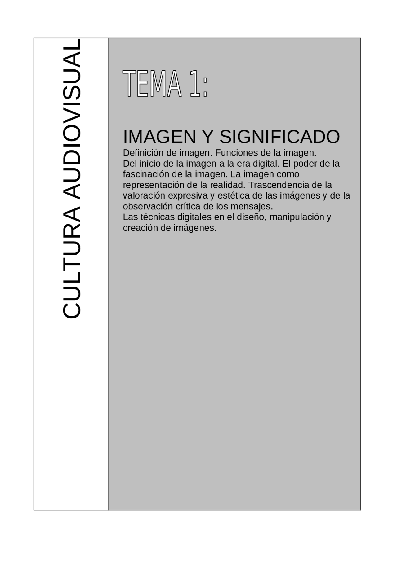 La imagen y sus significados | Apuntes de Cultura Audiovisual | Docsity