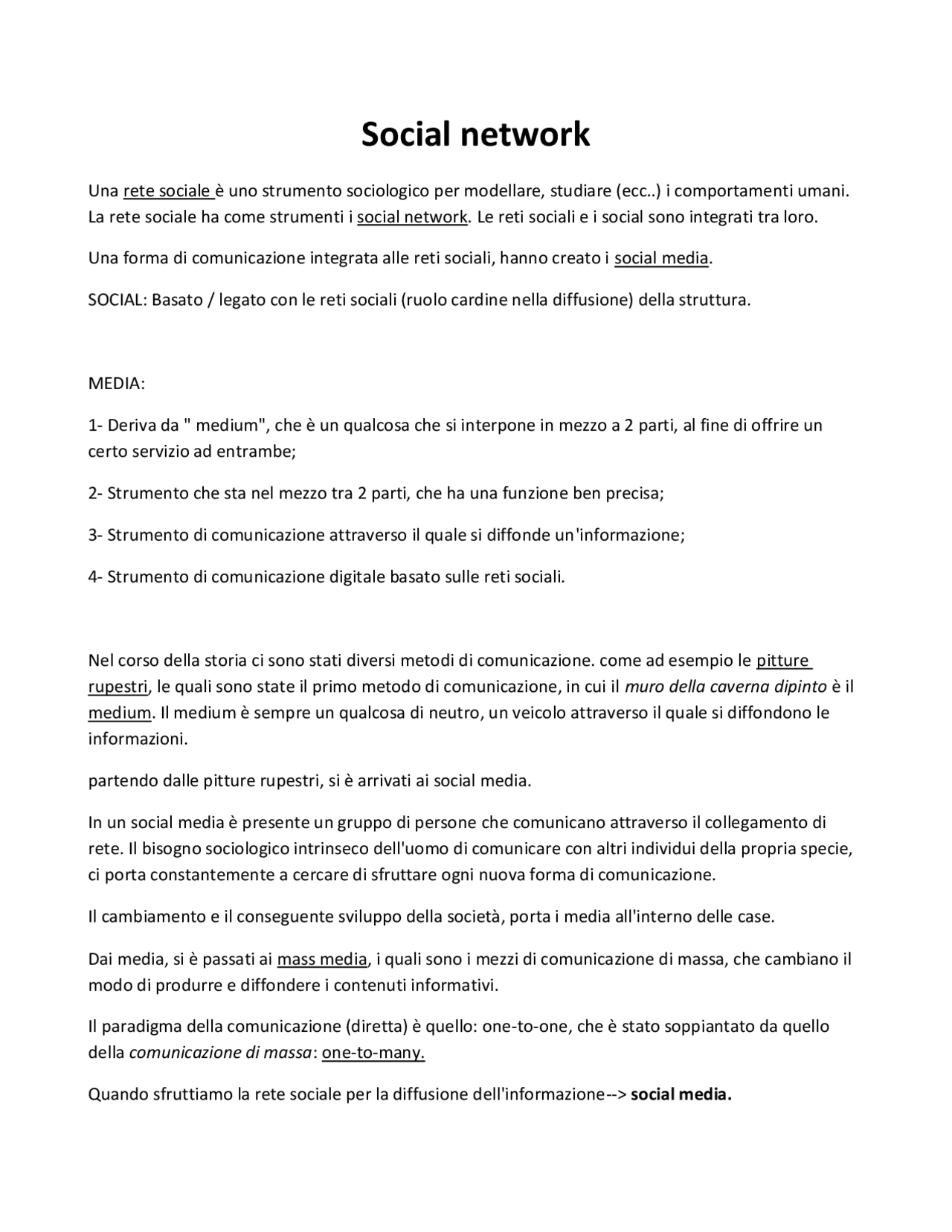 Social Network e Mass Media | Appunti di Elementi di Informatica | Docsity