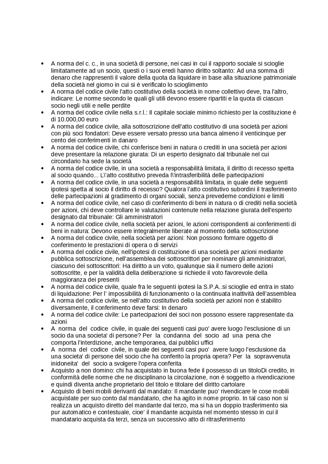 Diritto Commerciale Unipegaso Docsity