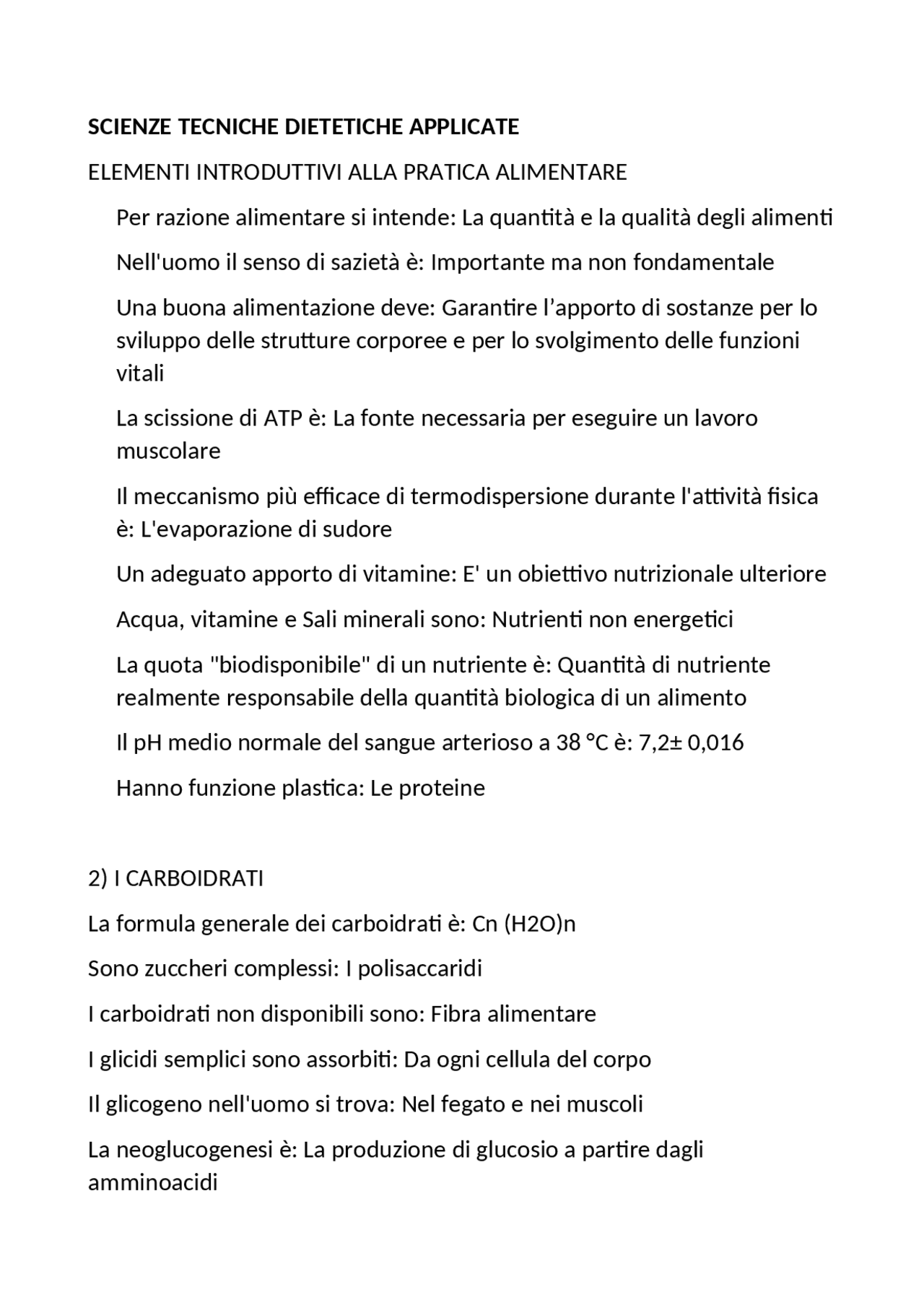 Scienze Tecniche Dietetiche Applicate Docsity