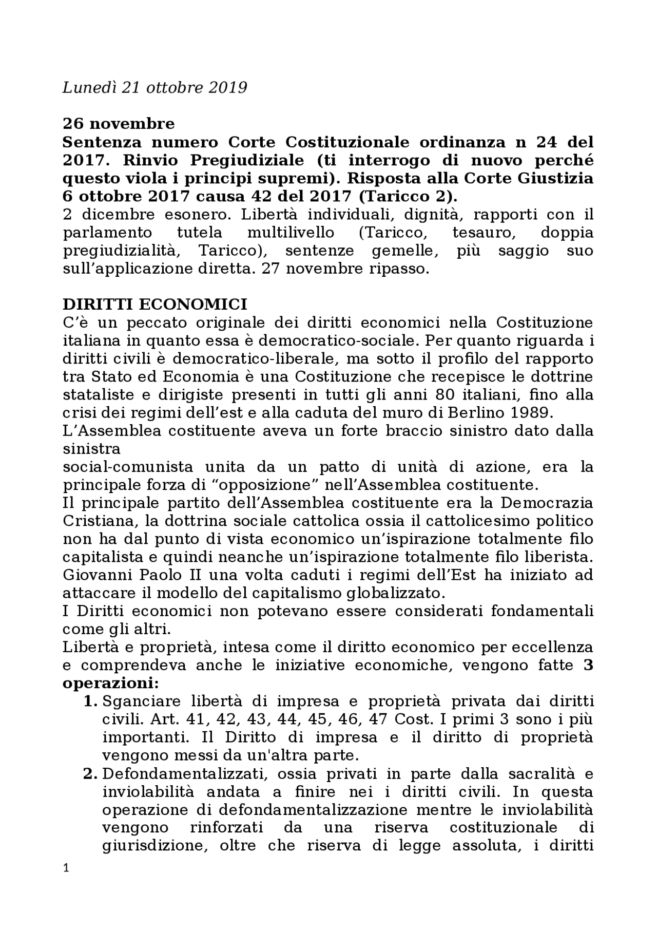 Diritti economici e libertà di iniziativa economica | Appunti di ...