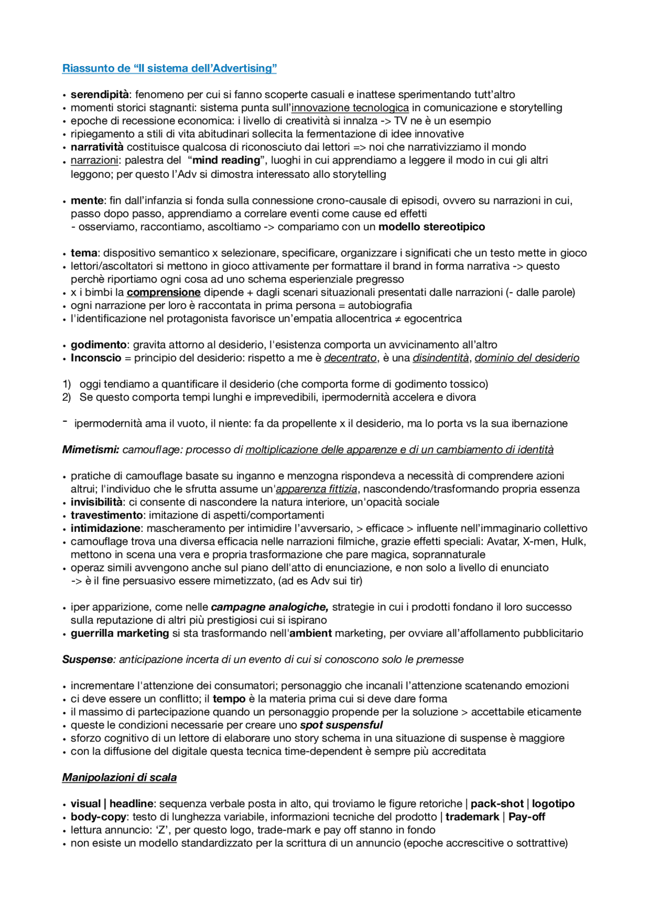 Il Sistema Delladvertising • Stefano Calabrese Docsity