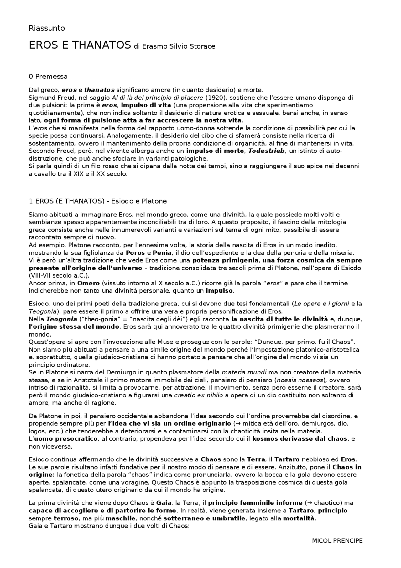 Eros E Thanatos Appunti Esame Docsity