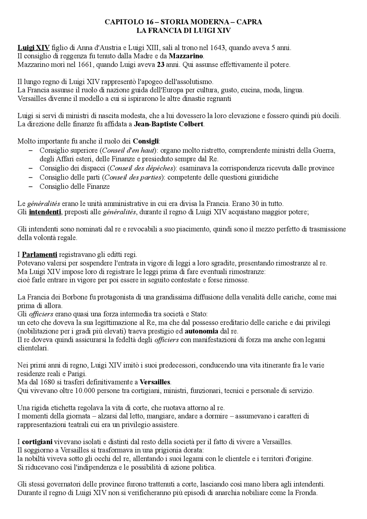 La Francia Di Luigi Xiv Capra Docsity