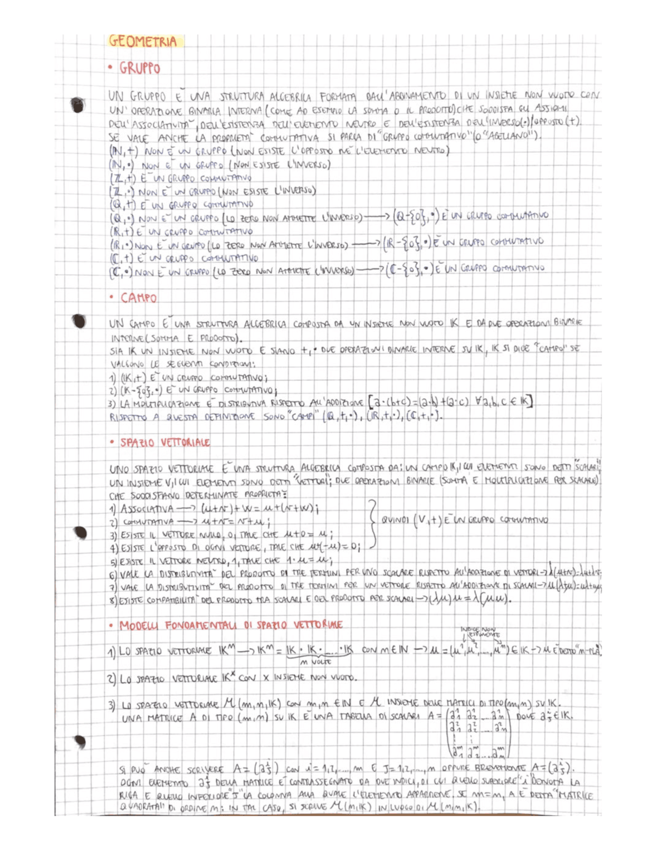 Geometria Università Ingegneria Docsity