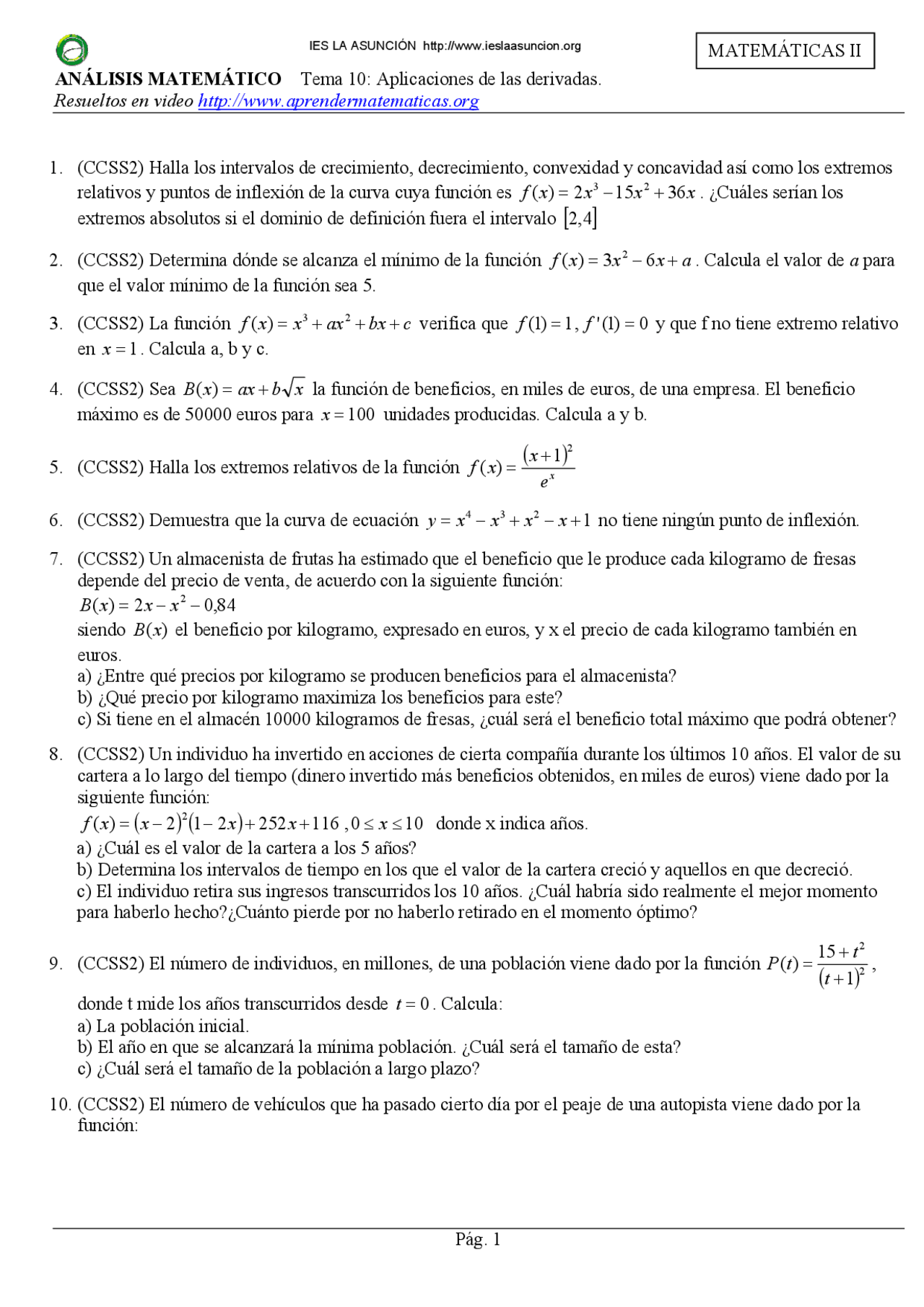 Aplicaciones De Las Derivadas Docsity