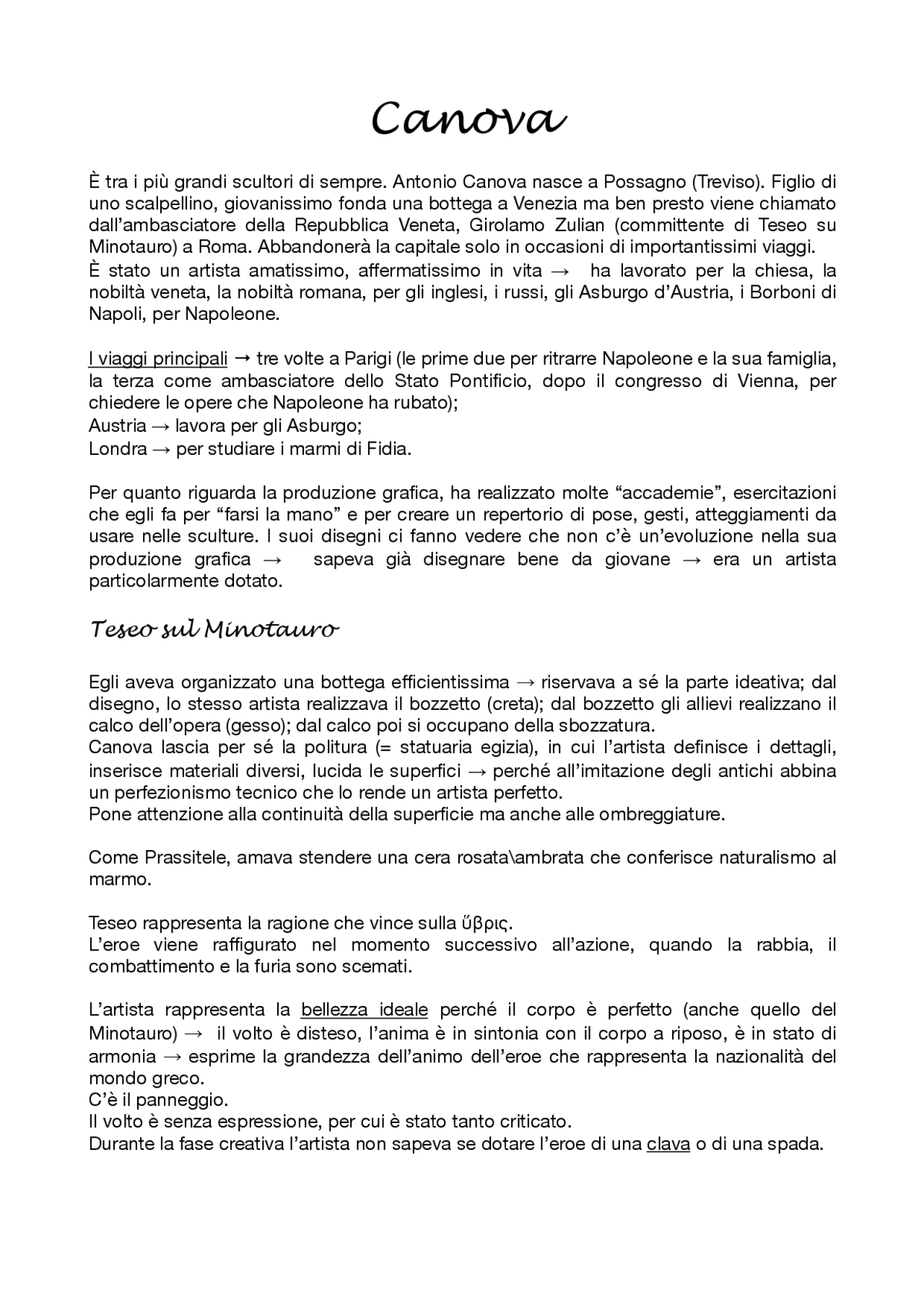 Antonio Canova In Breve Docsity