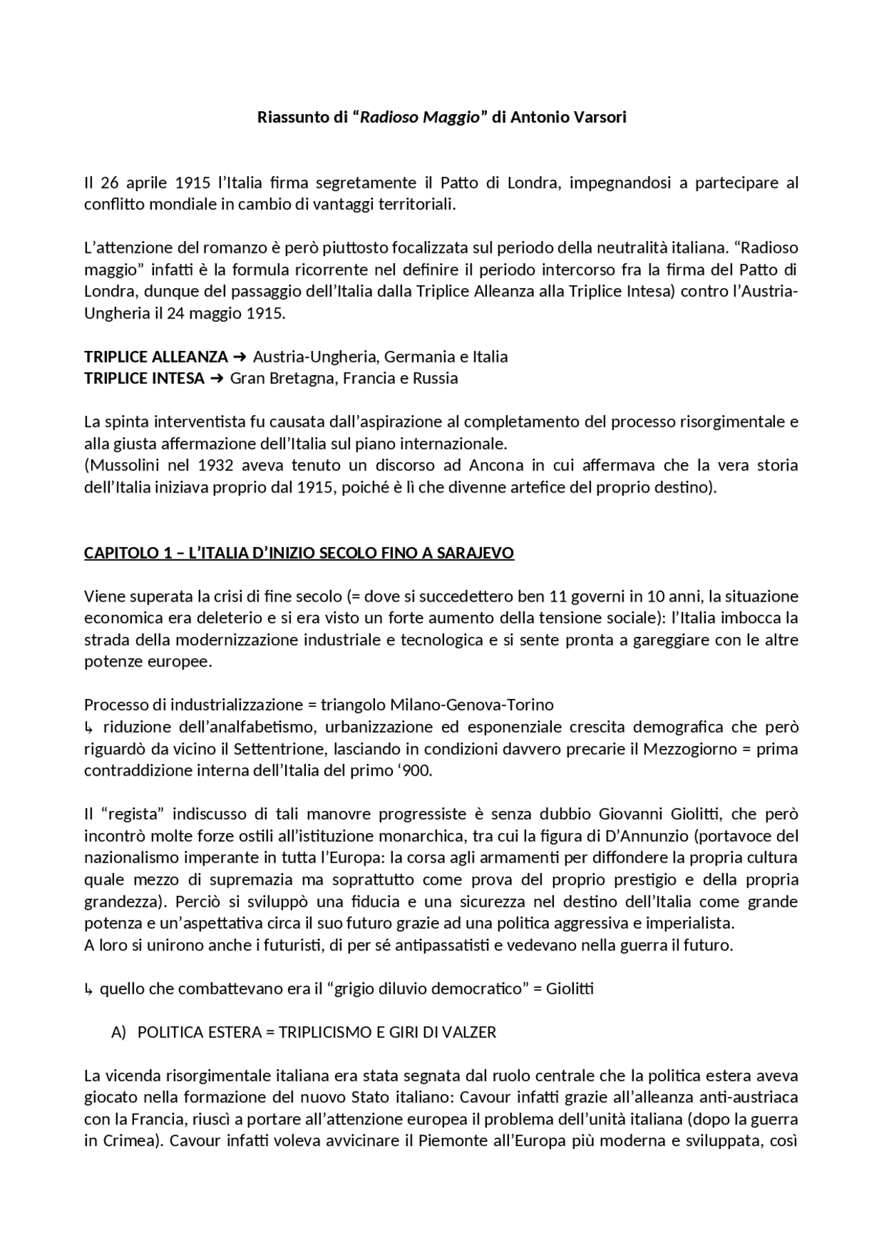Radioso Maggio Riassunto Docsity