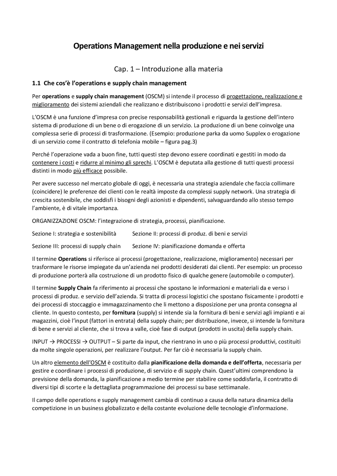 Riassunto Del Libro Operations Management Nella Produzione E Nei