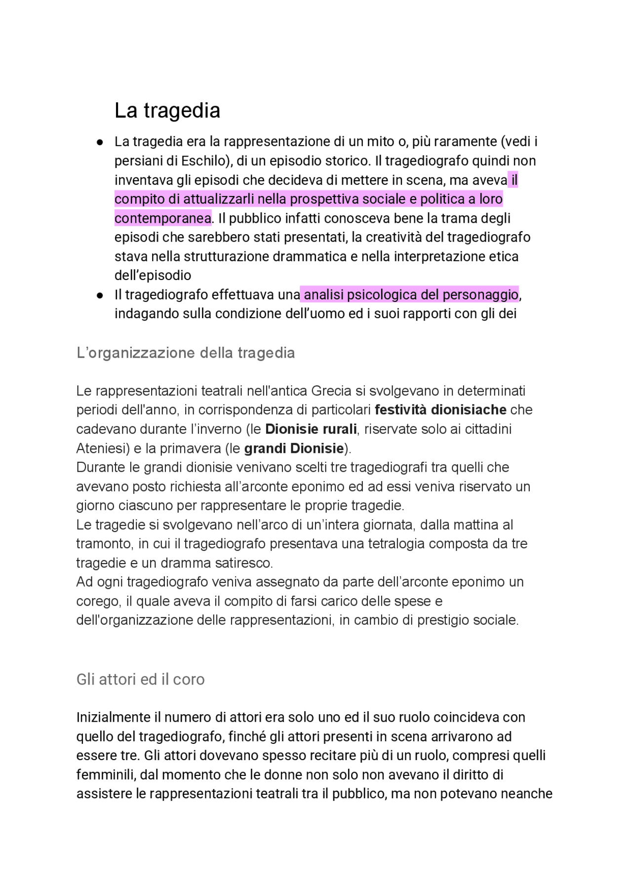 La Tragedia Greca Ed Eschilo Appunti Appunti Di Greco Docsity