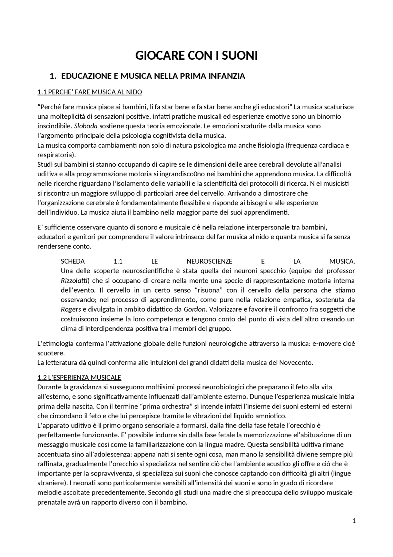Giocare Con I Suoni Esame Docsity