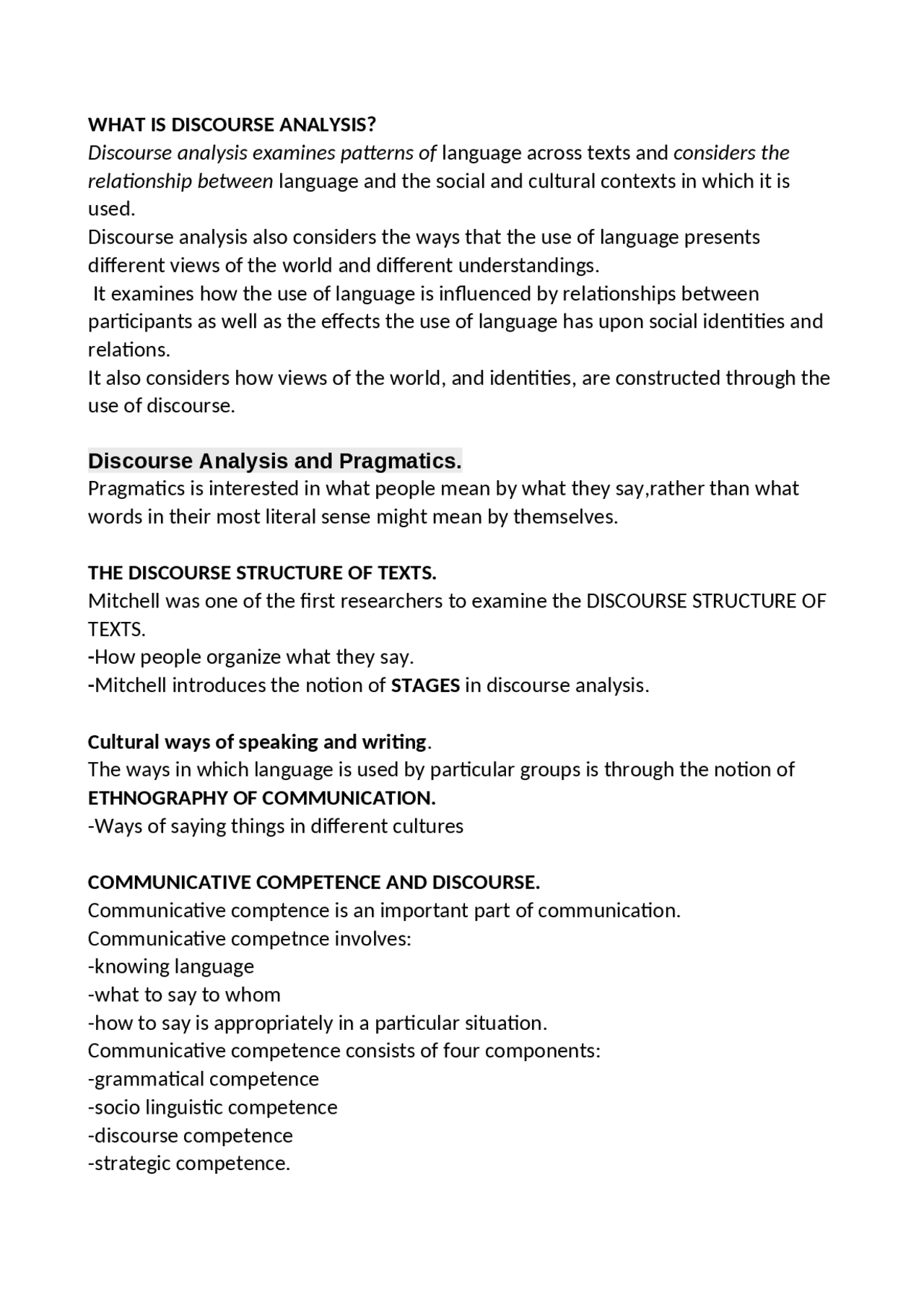 Riassunto What Is Discourse Analysis Docsity