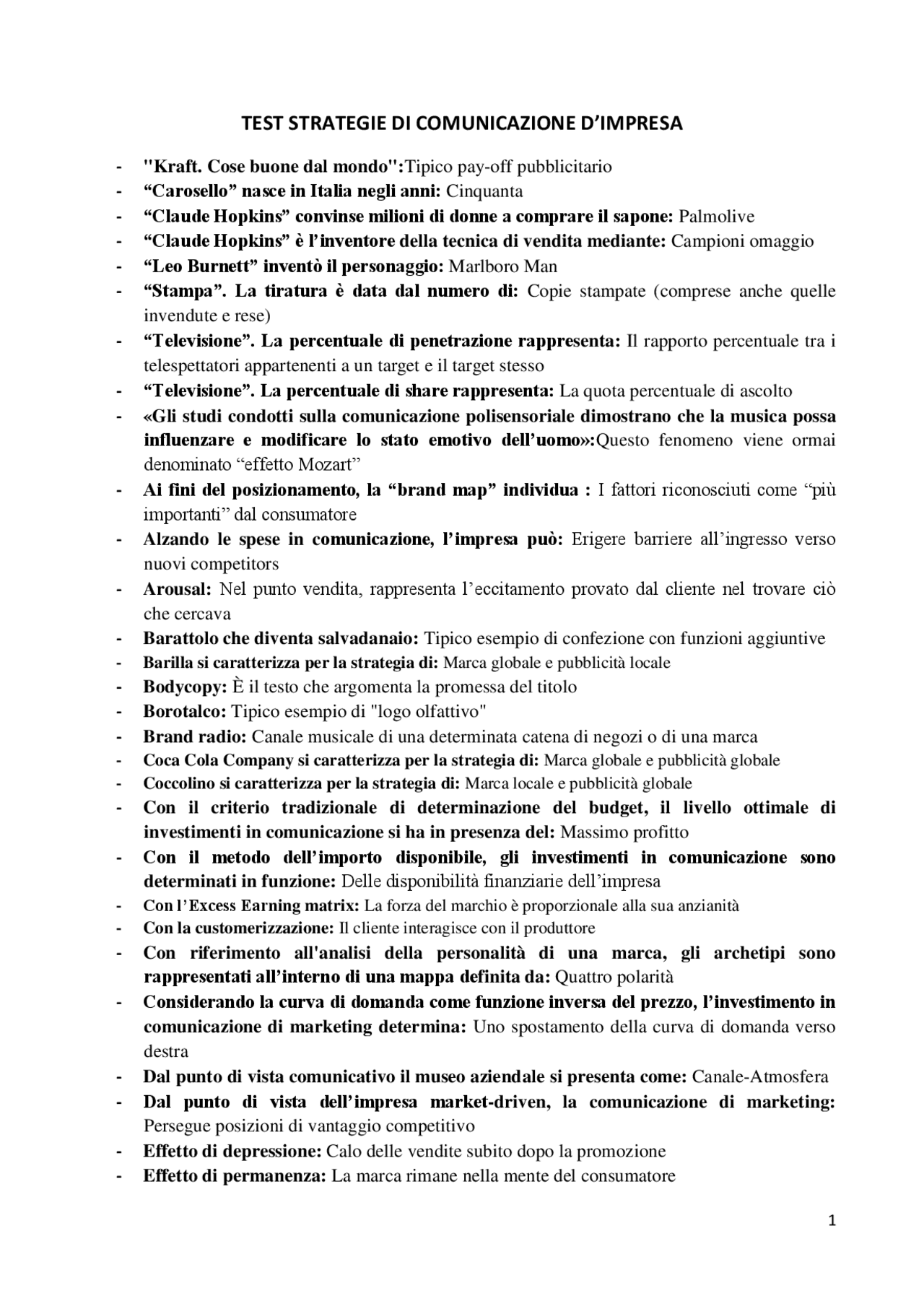 03 Strategie Di Comunicazione Di Impresa L 18 Unipegaso Docsity