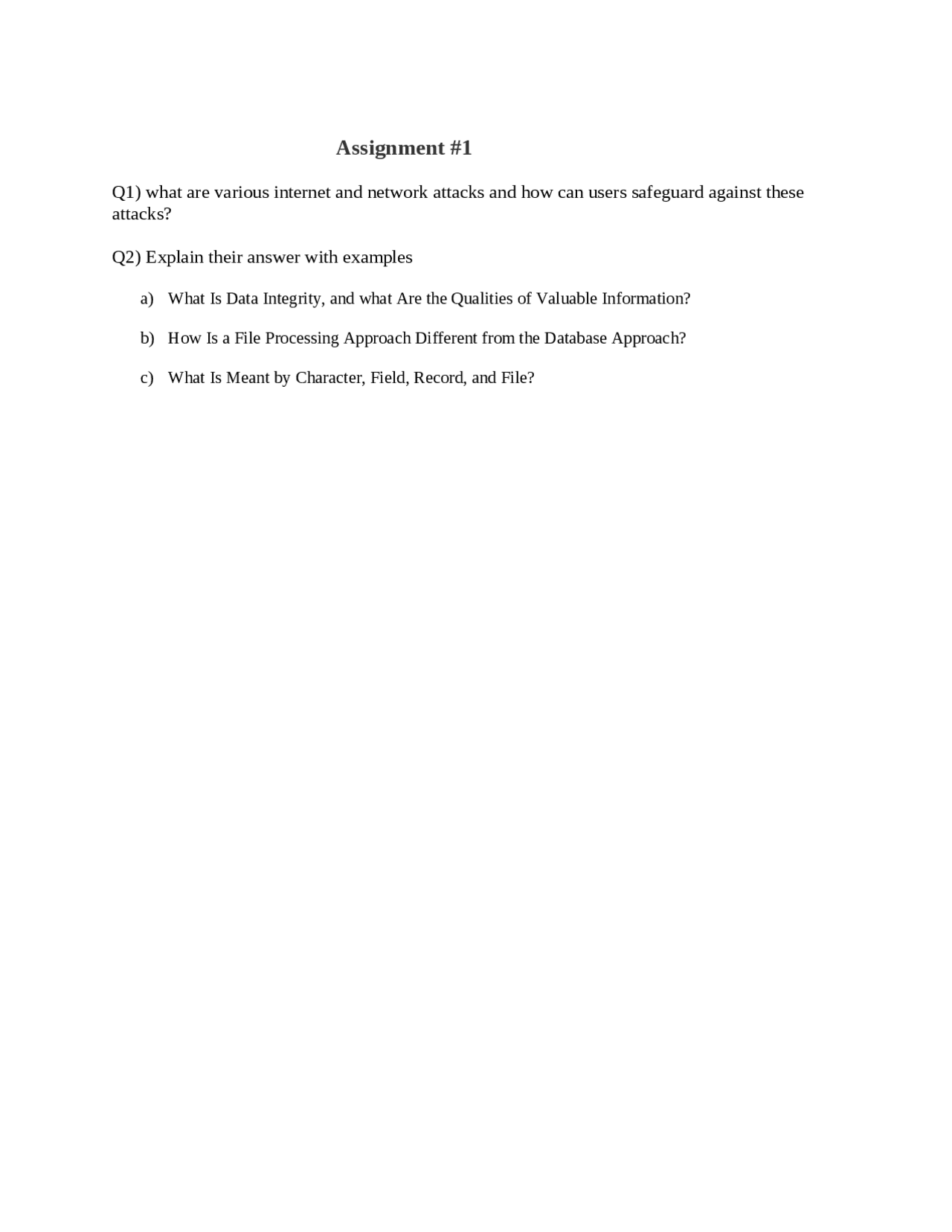 Computer And Computation Assignment Docsity