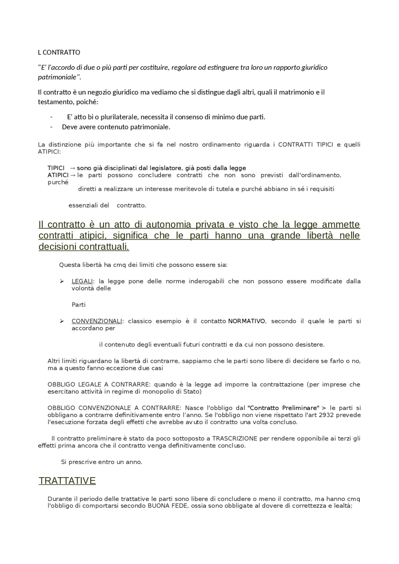 Contratti: tipologie, stipulazione, fasi conclusione, efficacia del ...