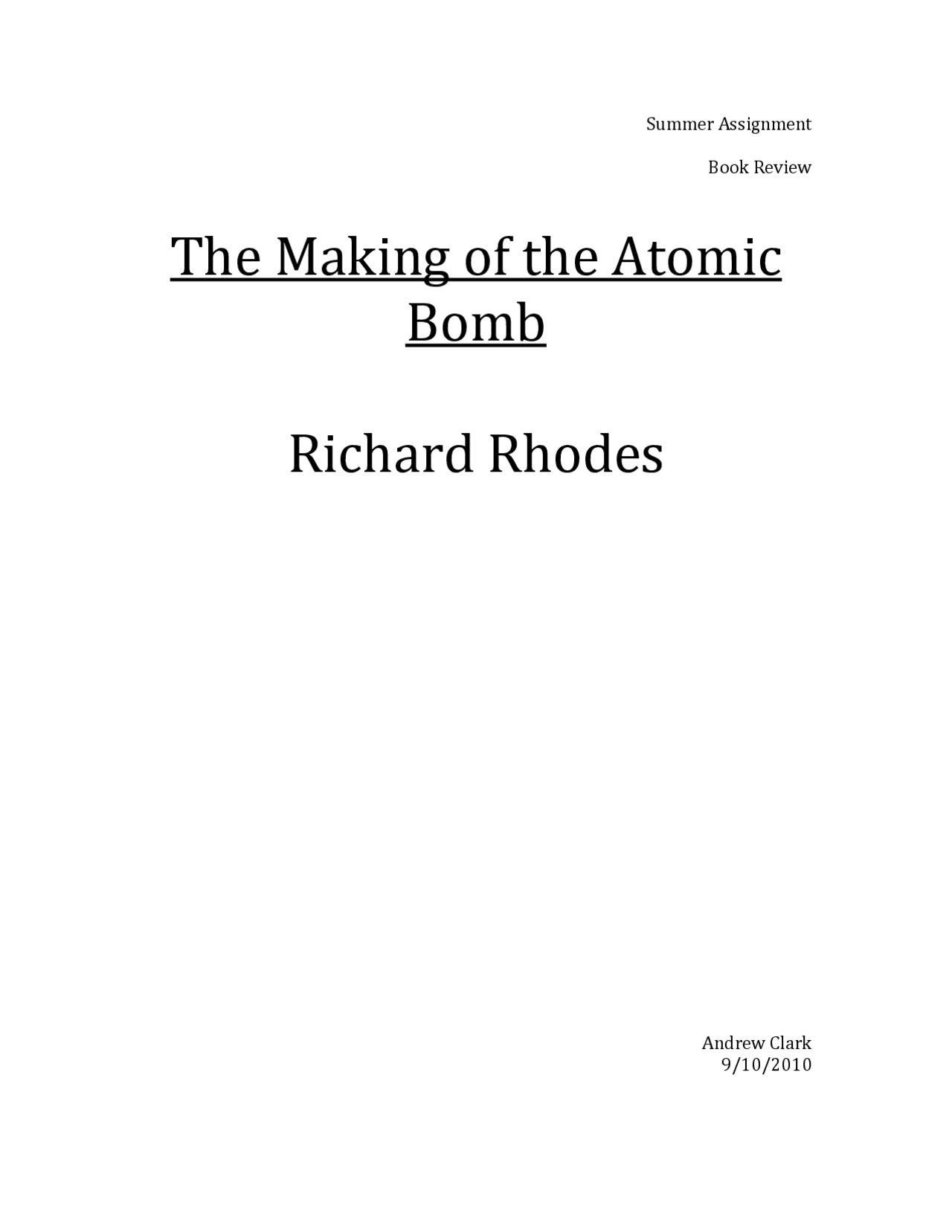 Riassunto di The Making of the Atomic Bomb di Richard Rhodes - Docsity
